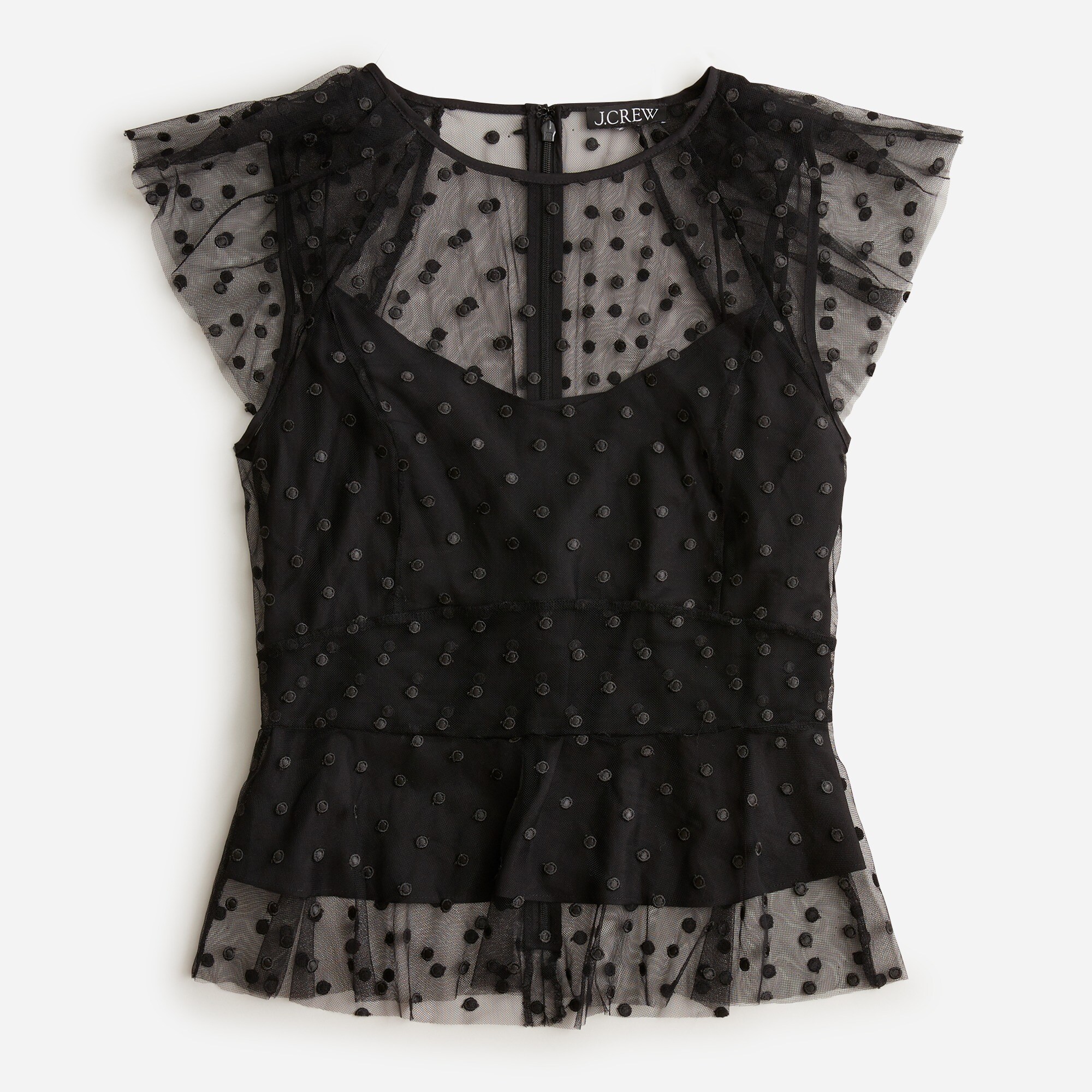 Cap-sleeve Peplum Top In Dotted Tulle For Women | J.Crew