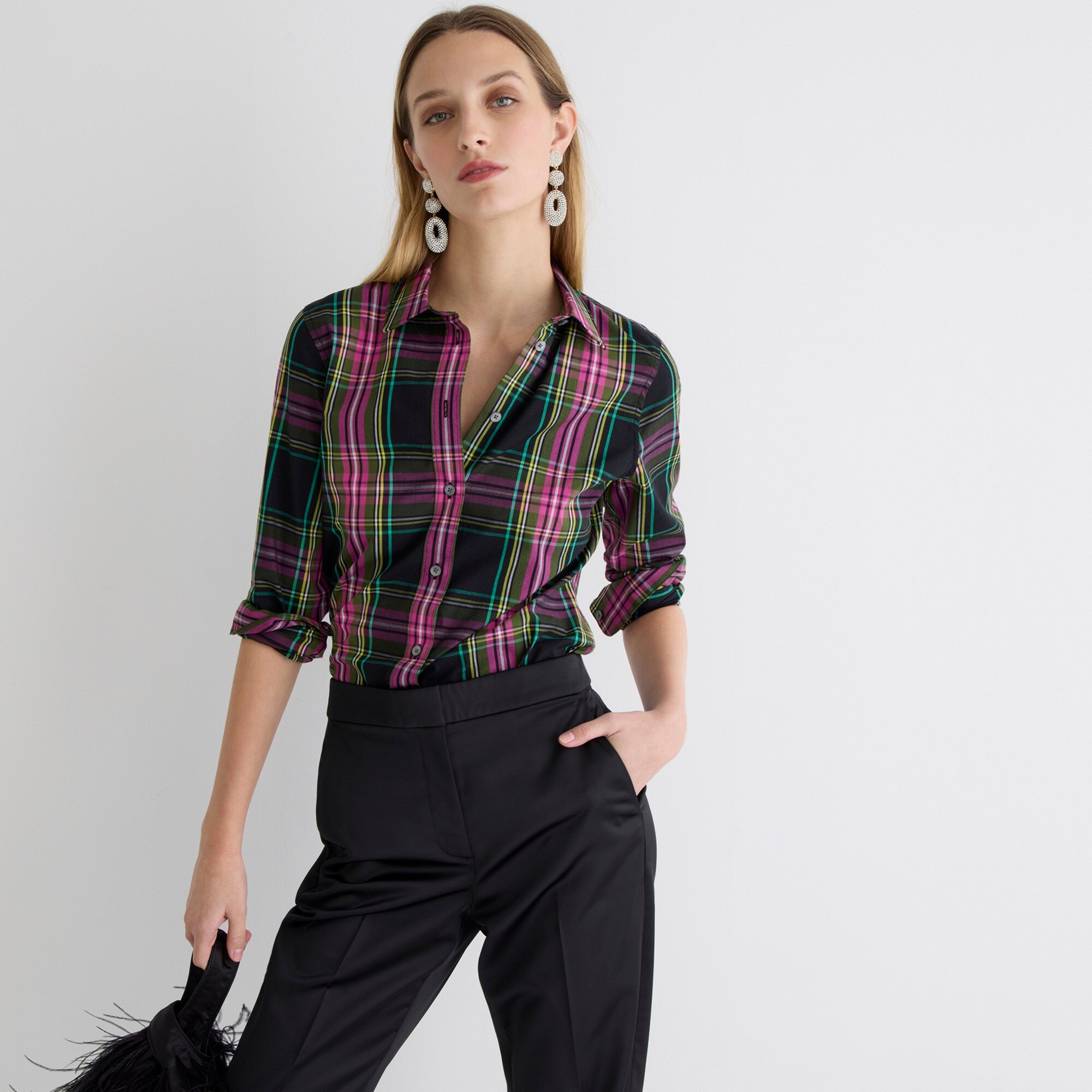 J.Crew: Slim-fit Shirt In Pink Stewart Tartan For Women