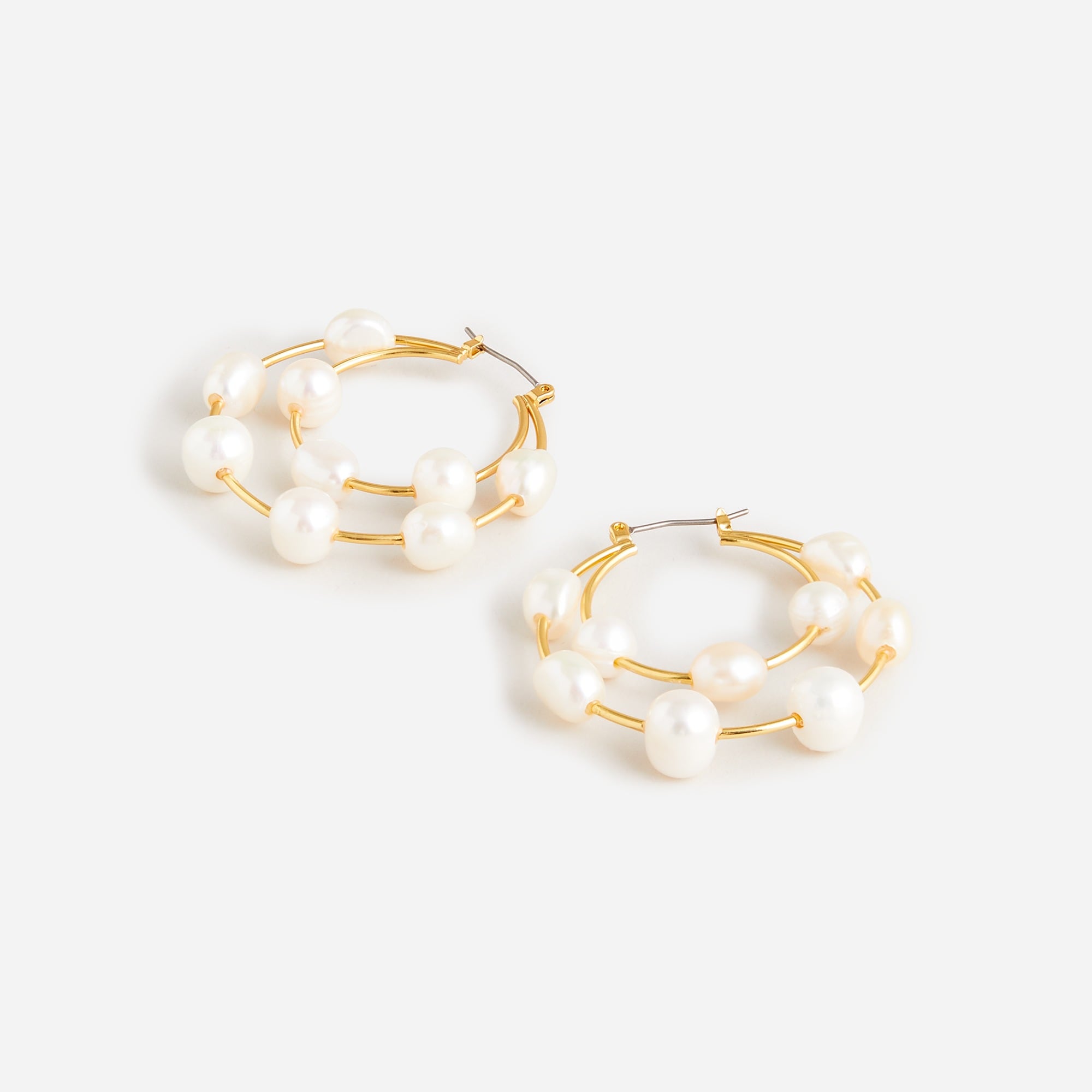 J.Crew: Layered Pearl Hoop Earrings For Women