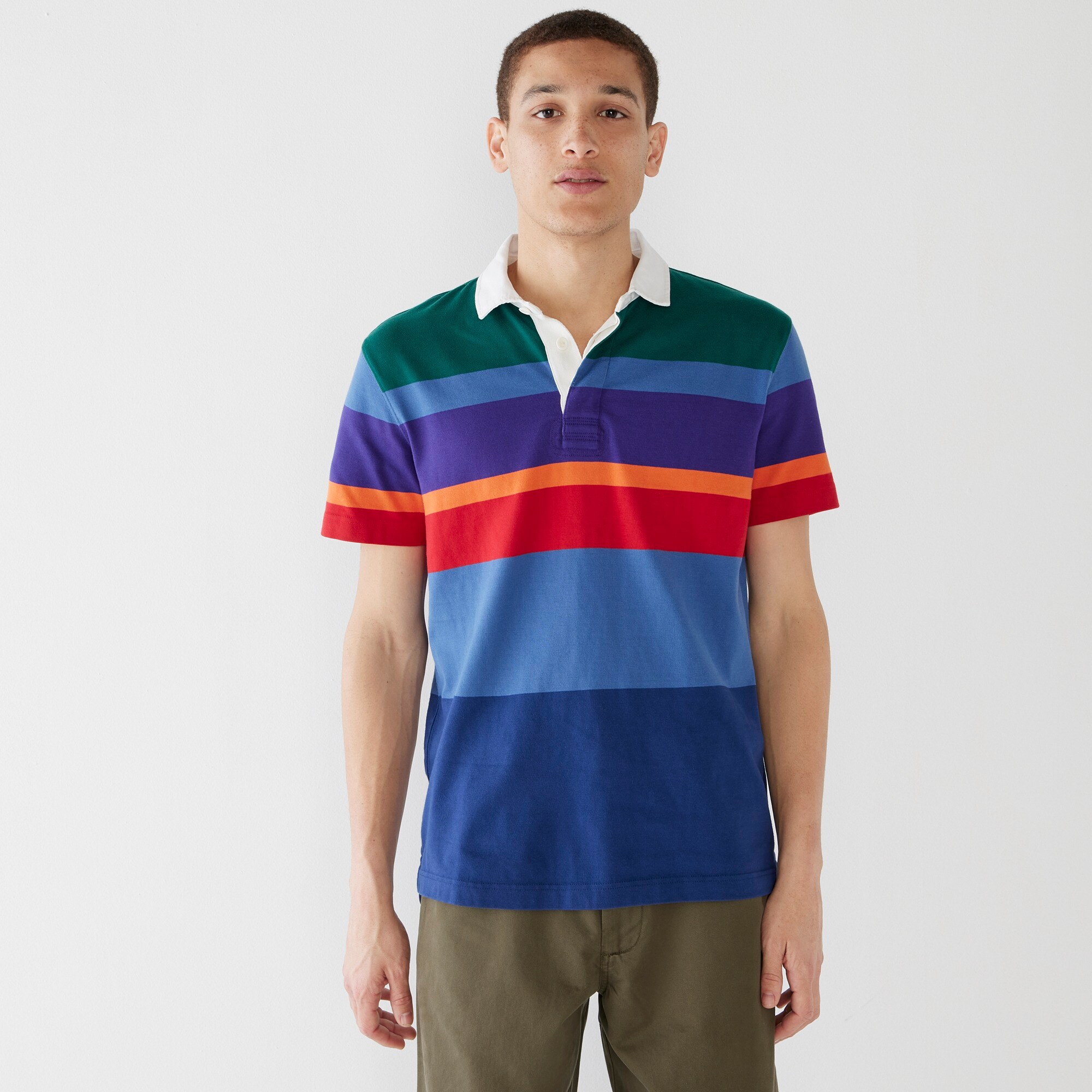 J.Crew: Short-sleeve Rugby Shirt In Colorblock For Men