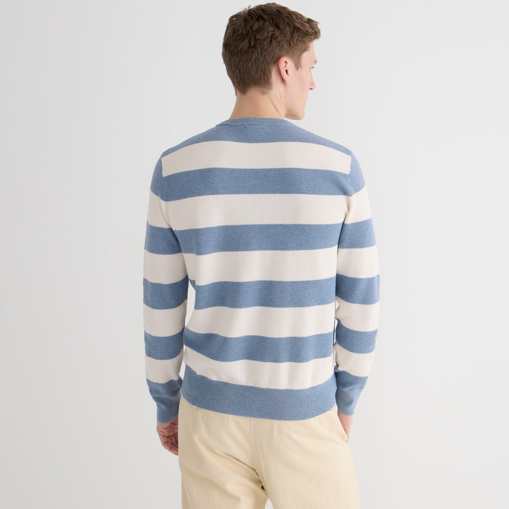 J.Crew: Cotton Piqué-stitch Sweater In Stripe For Men