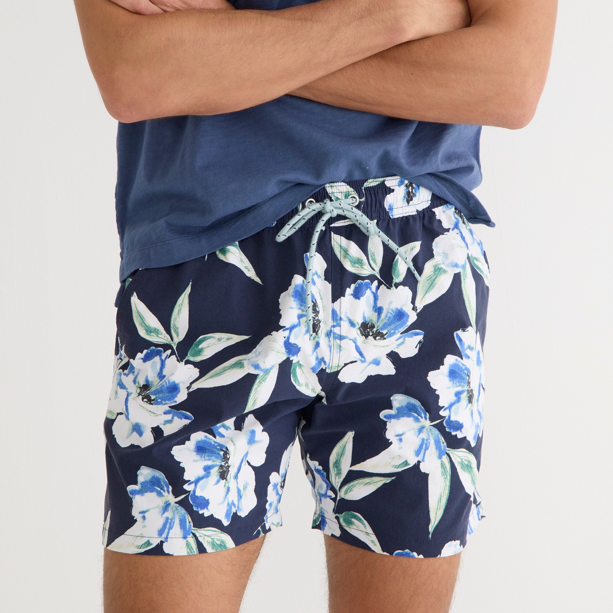 J.Crew: 6'' Stretch Swim Trunk In Floral Print With ECONYL® Nylon For Men