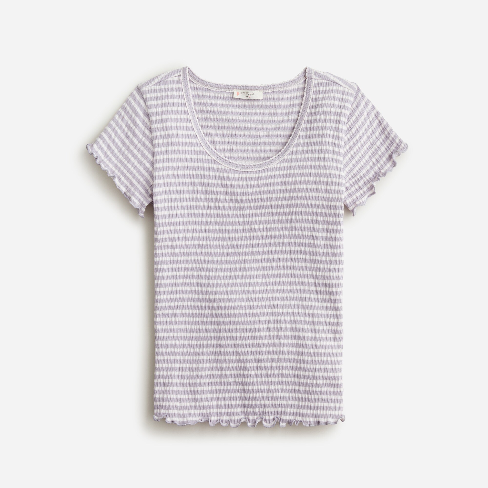 J.Crew: Girls' Crinkle Lettuce-hem T-shirt In Stripe For Girls