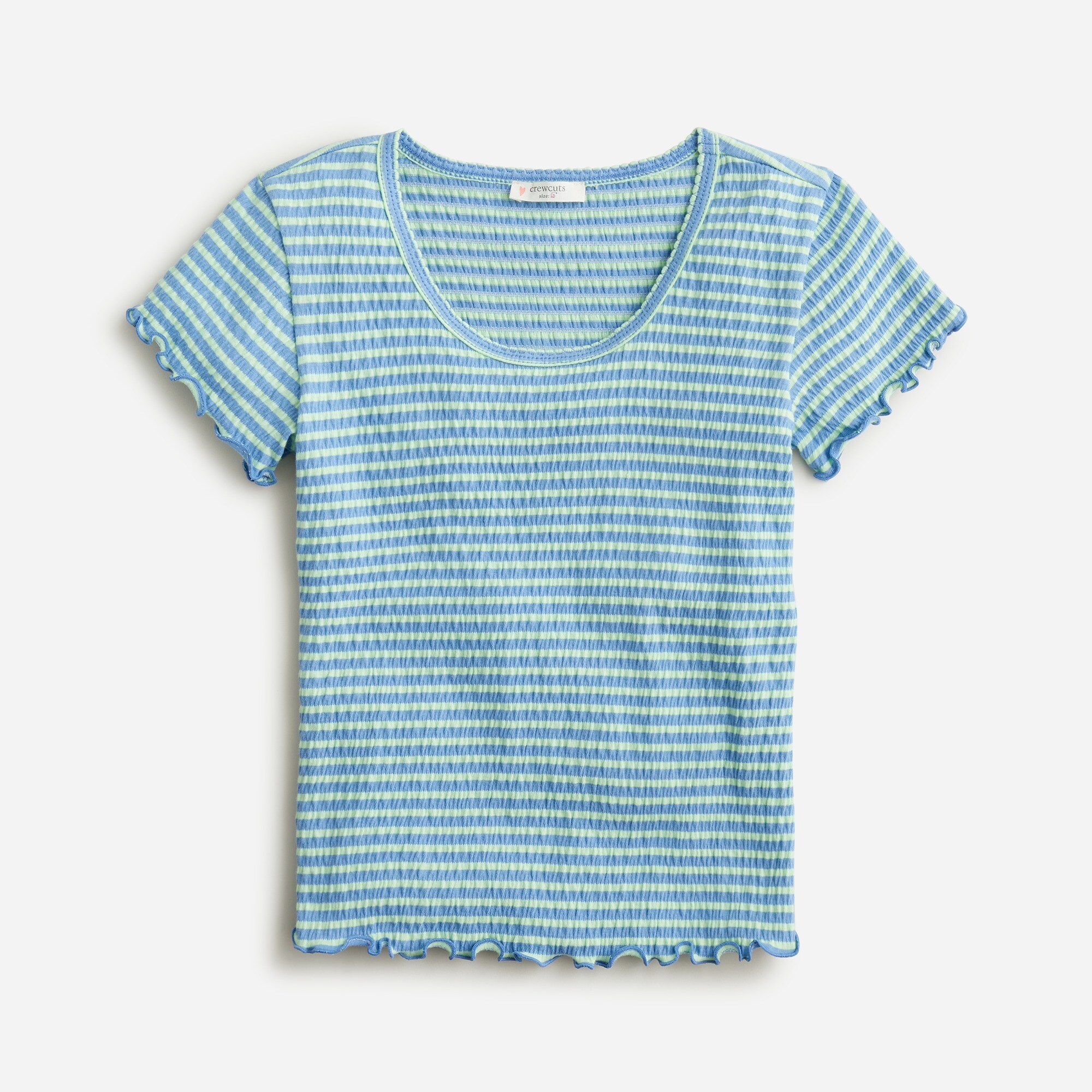 J.Crew: Girls' Crinkle Lettuce-hem T-shirt In Stripe For Girls