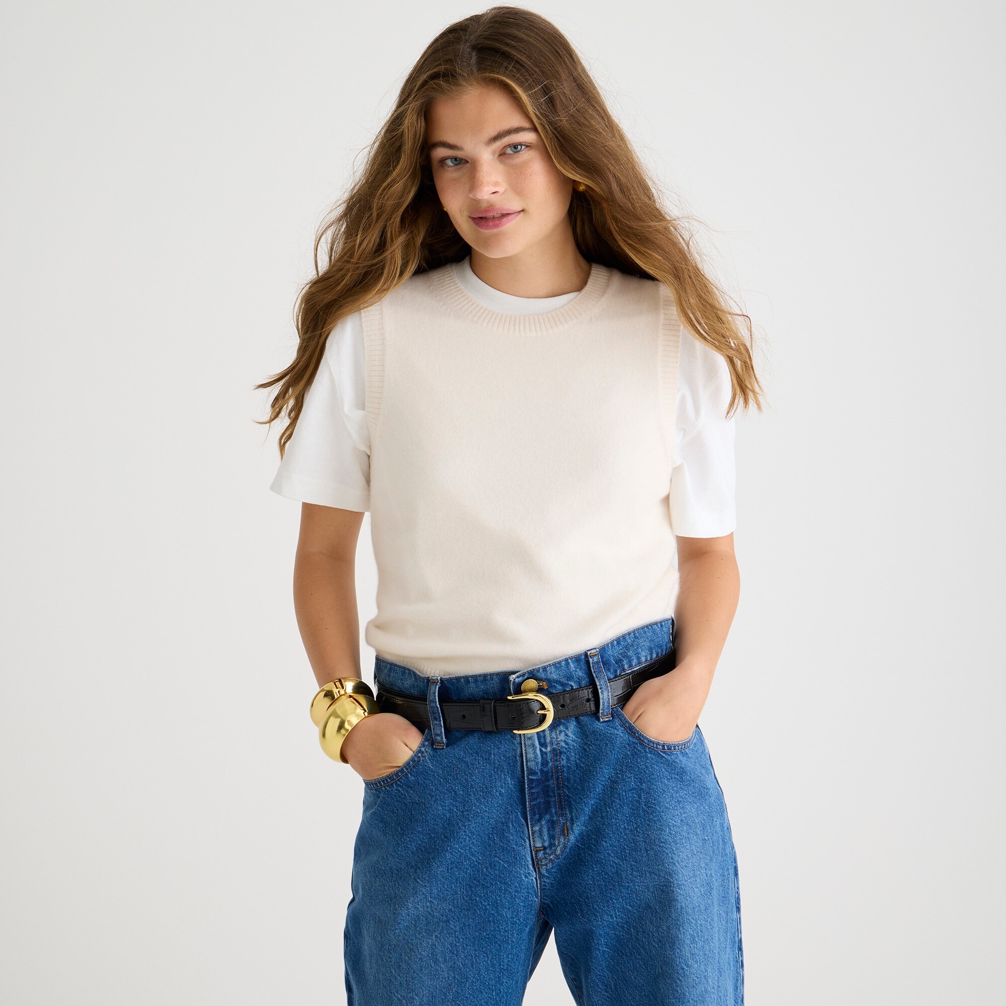 J.Crew: Cashmere Crewneck Sweater Shell For Women