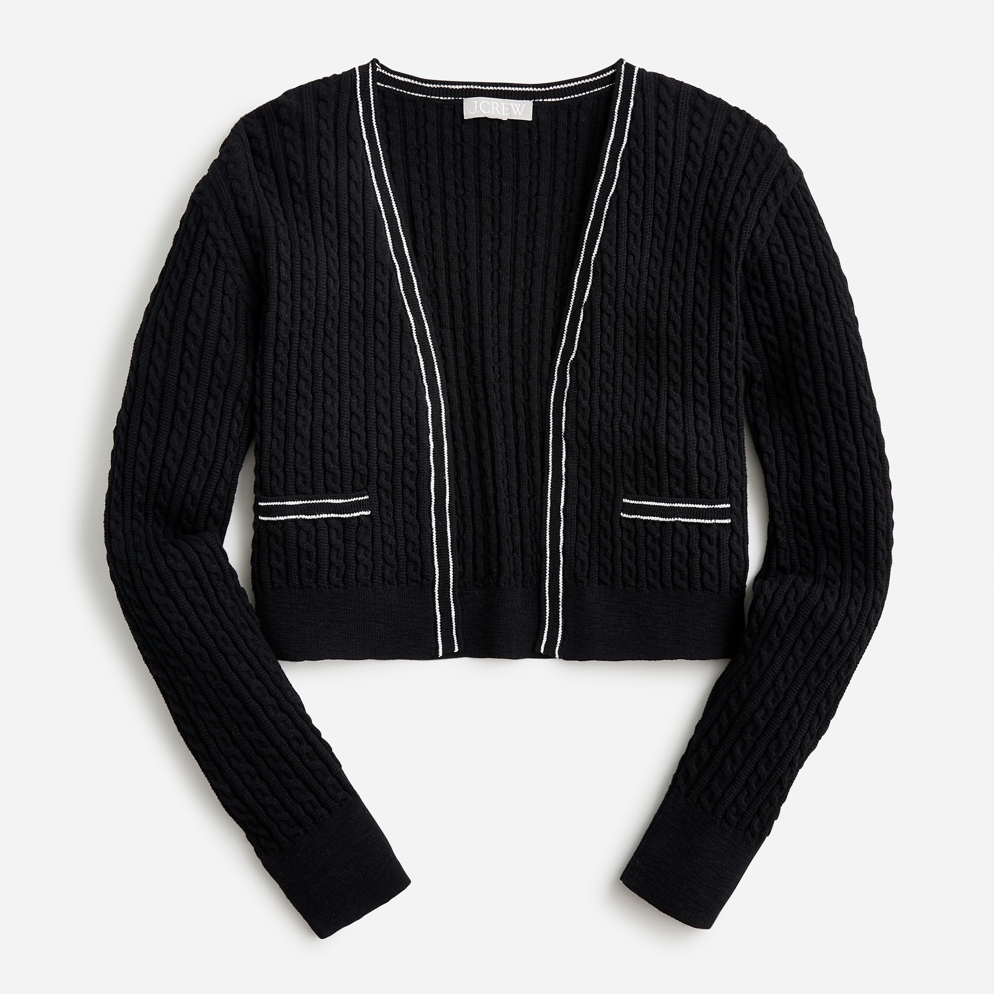 J.Crew: Tipped Cable-knit Cropped Cardigan Sweater For Women
