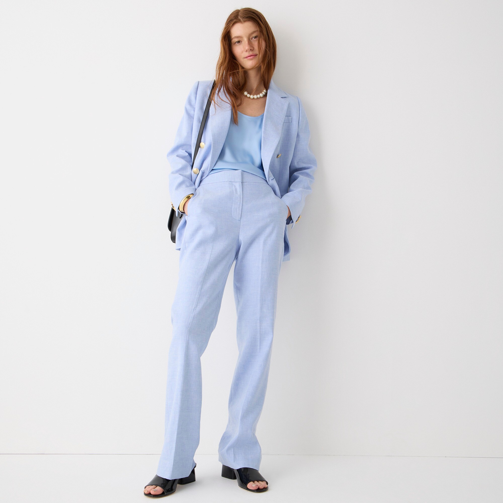 J.Crew: Willa Full-length Flare Pant In Stretch Linen Blend For Women