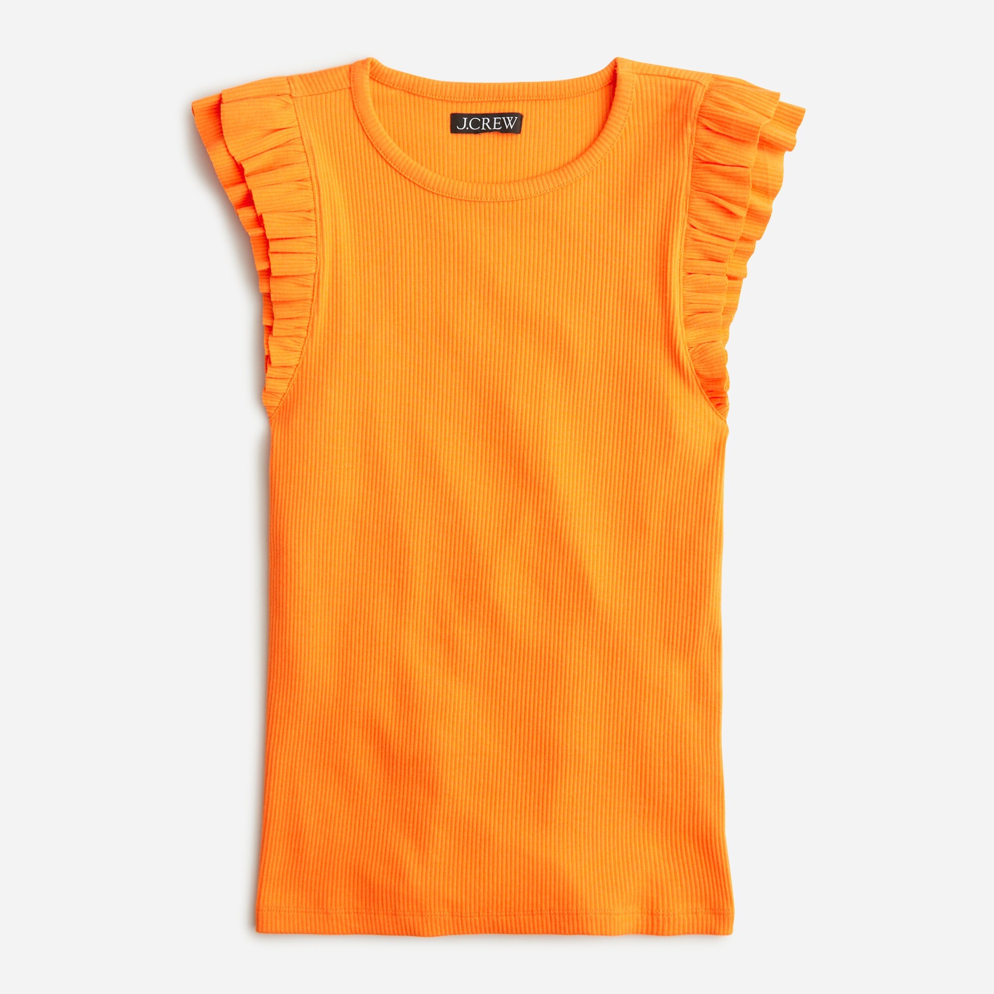 J.Crew: Vintage Rib Ruffle-sleeve Shirt For Women