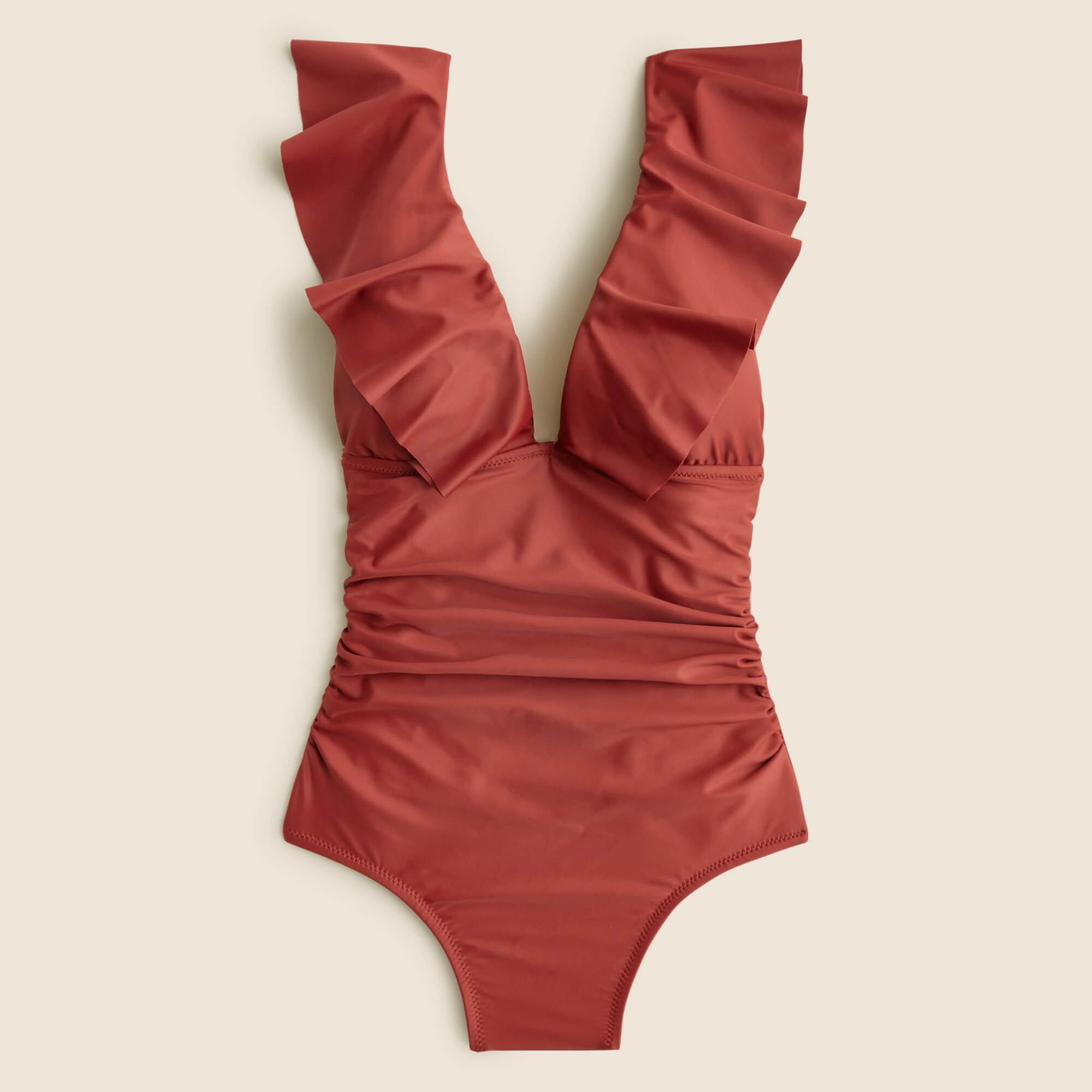 J.Crew: Ruffle V-neck Ruched One-piece Swimsuit For Women