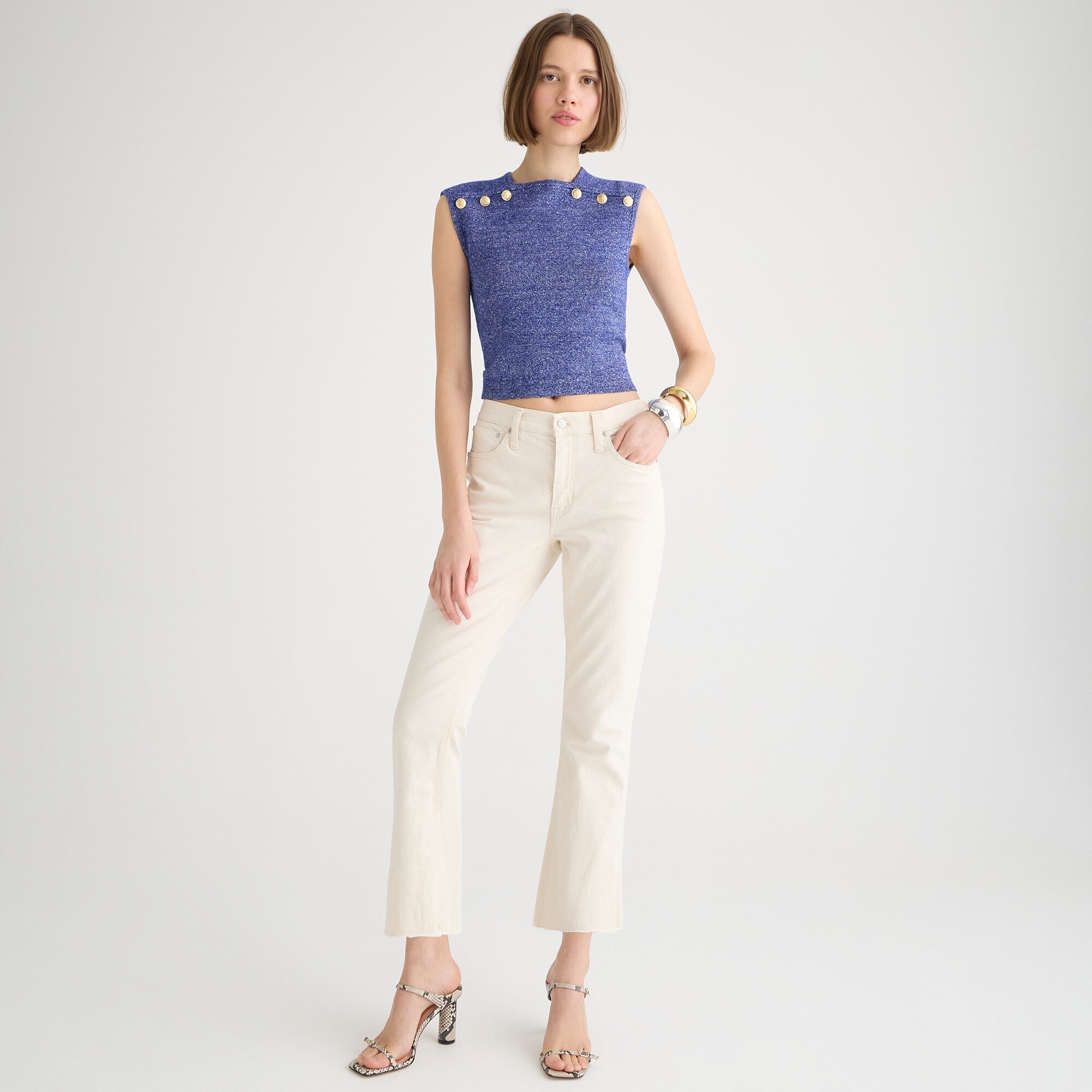 J.Crew: 9" Demi-boot Crop Jean In Ecru Wash For Women