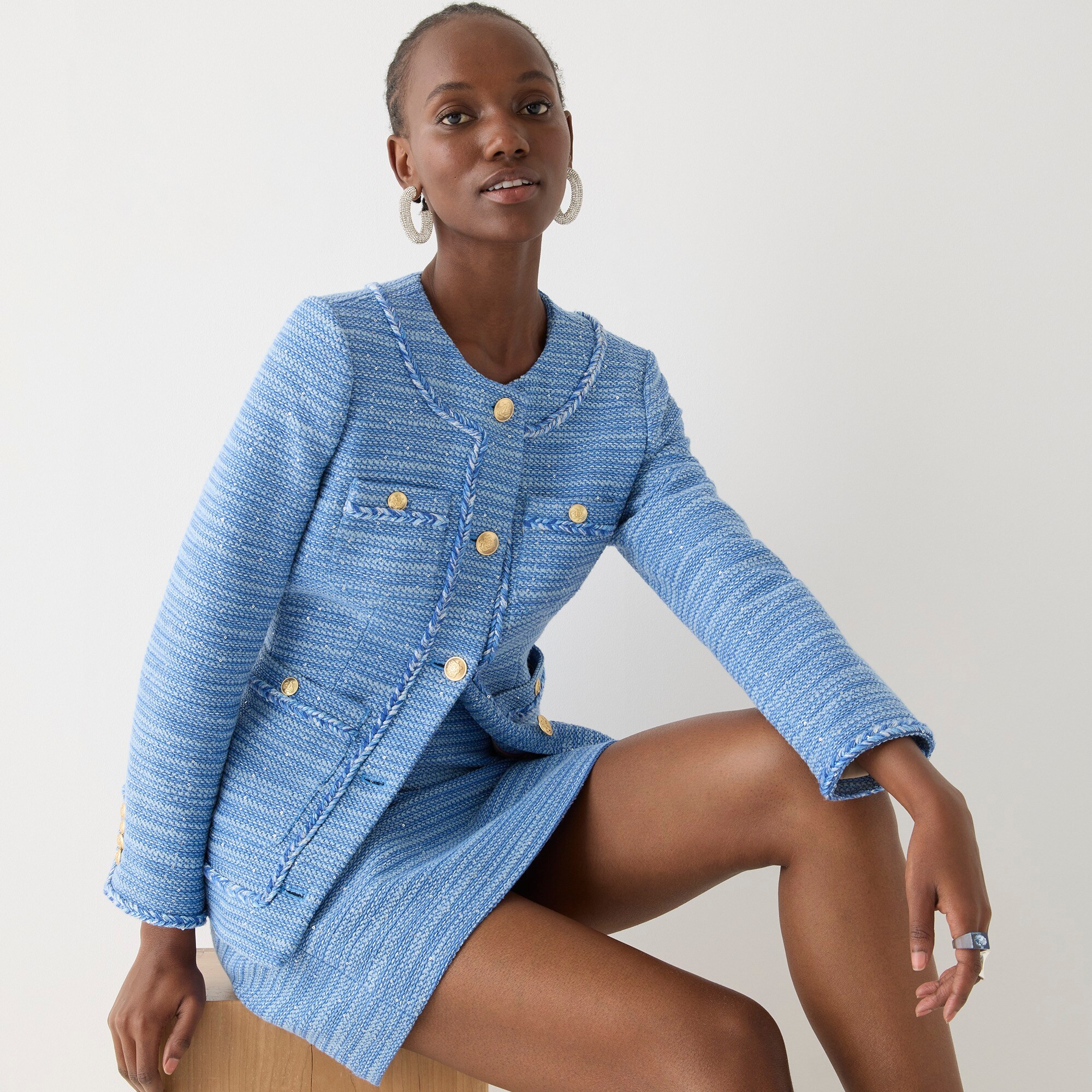 J.Crew: Long Lady Jacket In Sequin Tweed For Women