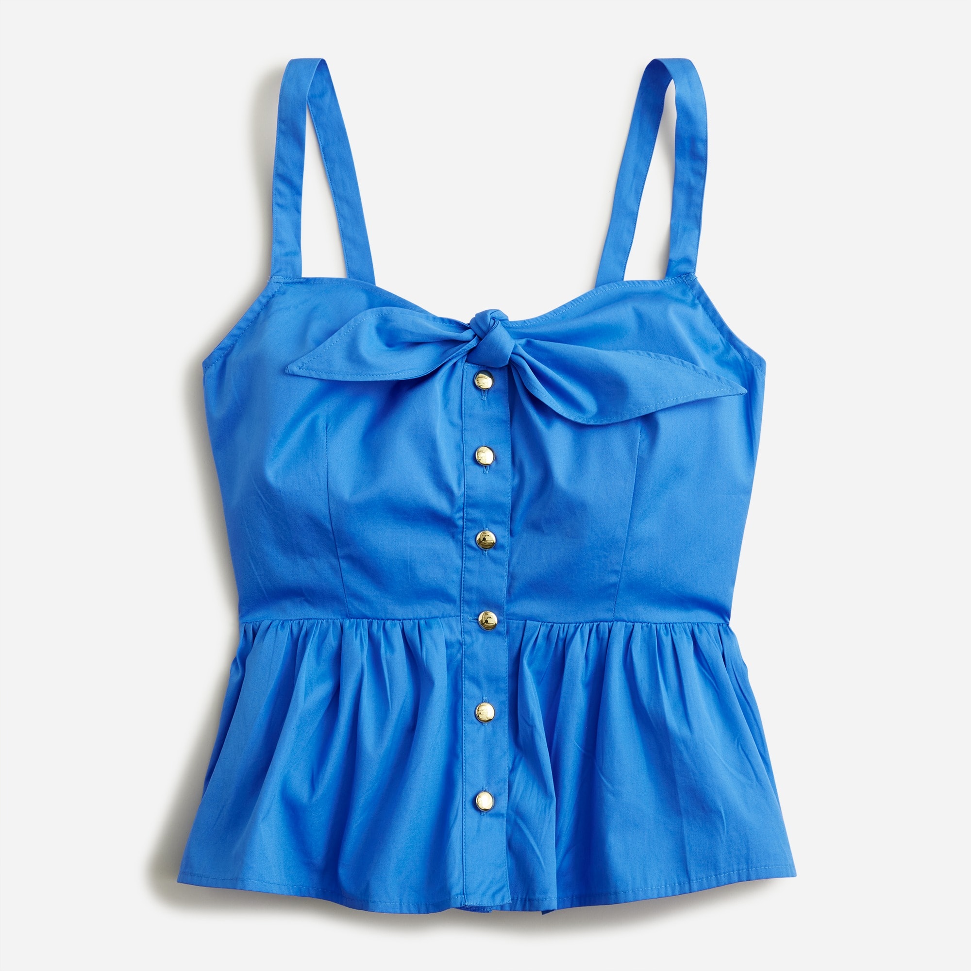 Tie-front Button-up Peplum Top In Cotton Poplin For Women | J.Crew