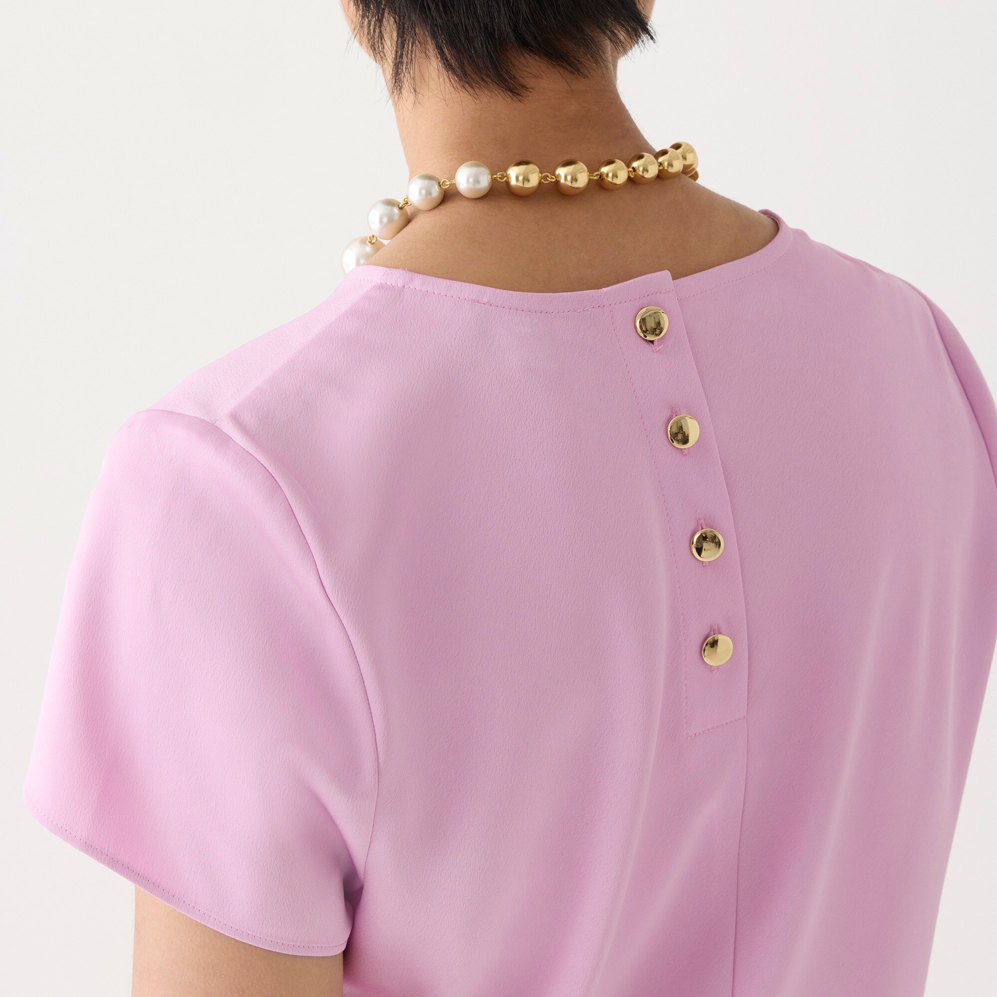 J.Crew: Short-sleeve Button-back Top In Everyday Crepe For Women