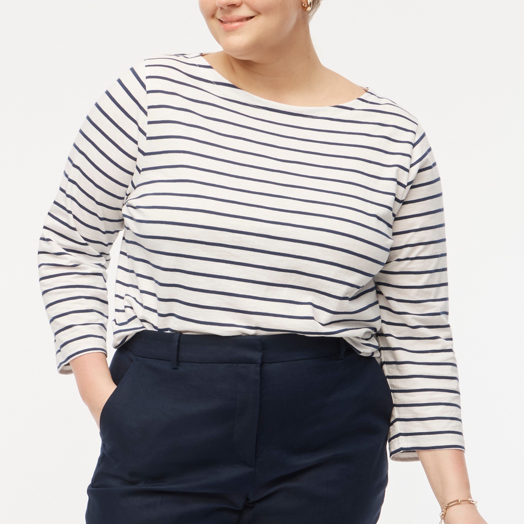 Factory: Striped Boatneck Tee For Women