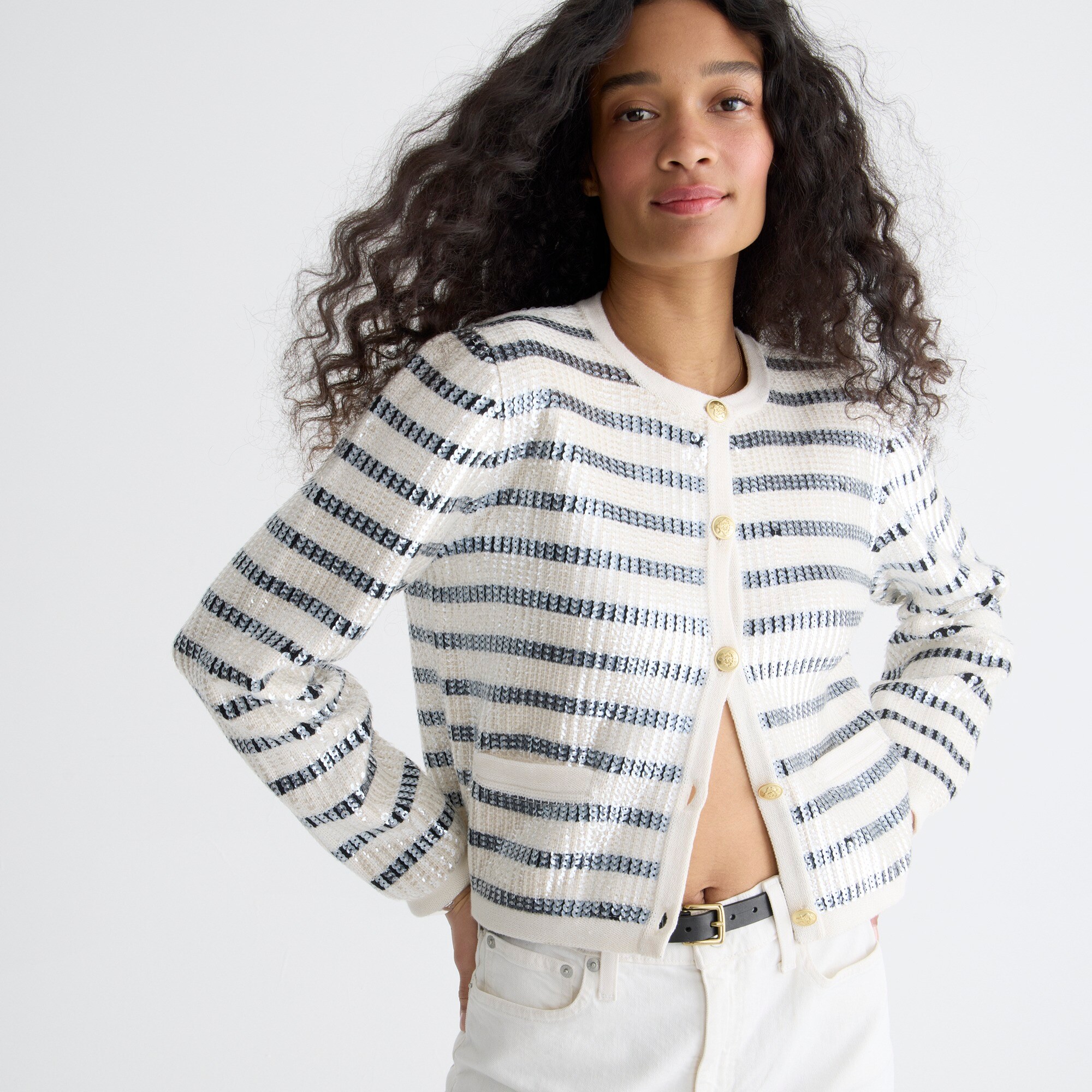 J.Crew: Emilie Sweater Lady Jacket In Sequin Stripe For Women