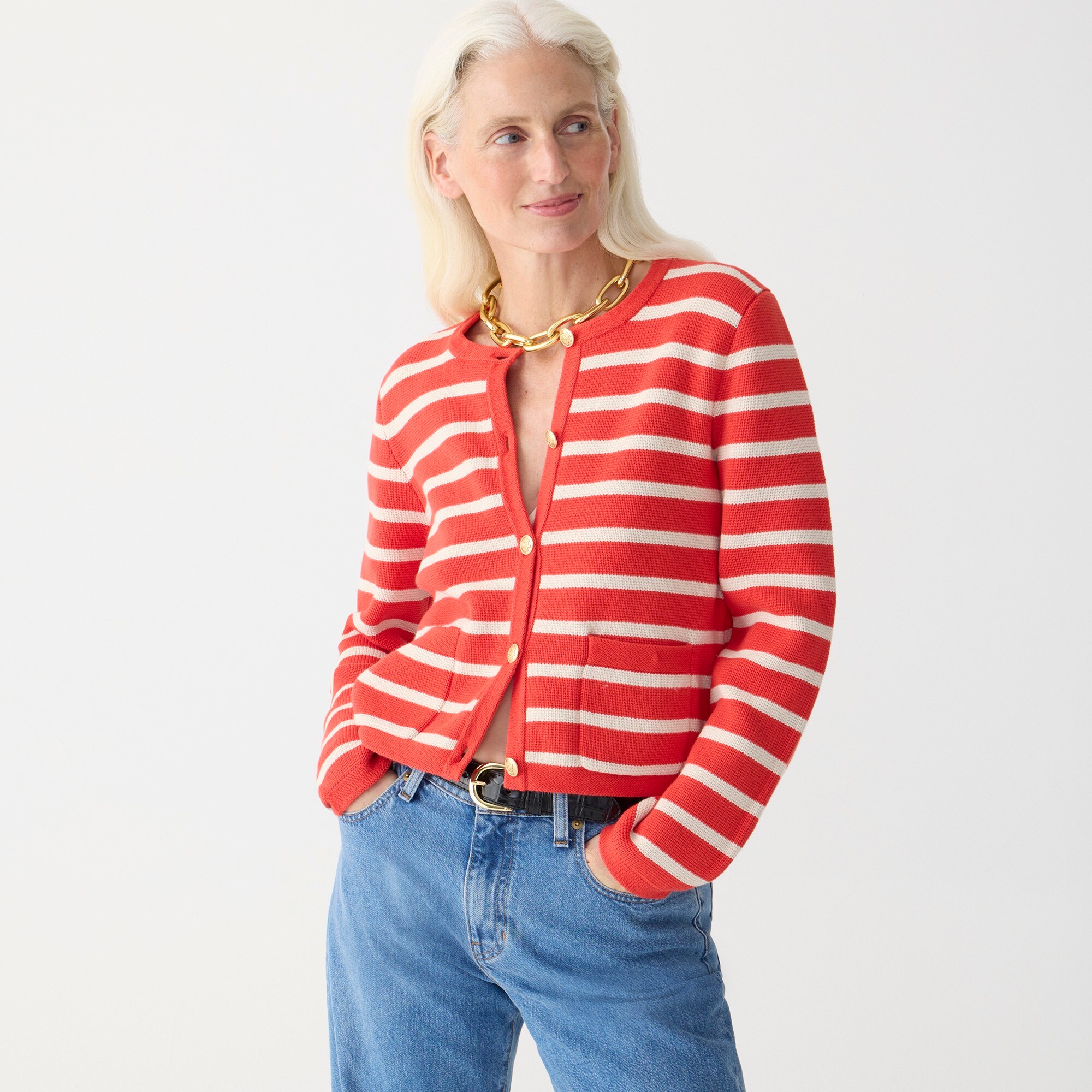 J.Crew: Emilie Sweater Lady Jacket In Stripe For Women