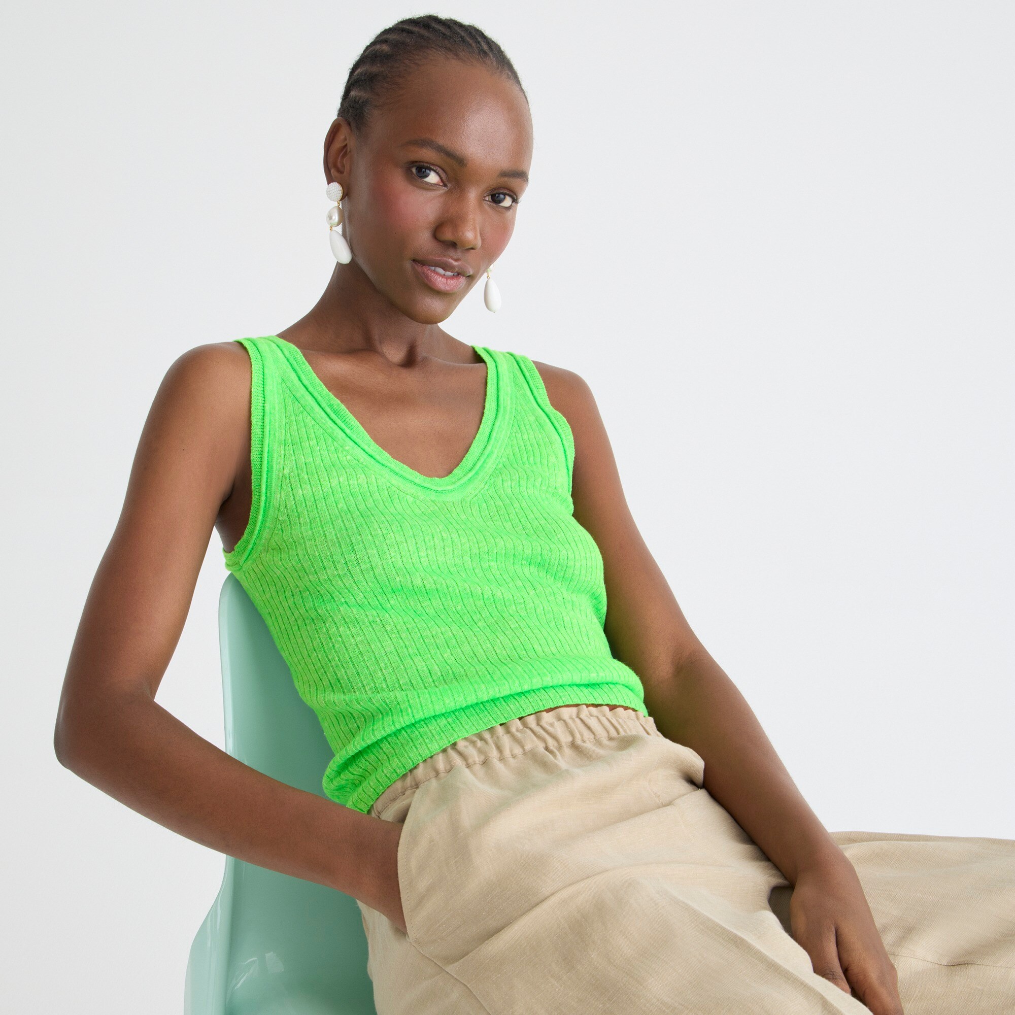 J.Crew: Merino-linen Blend Sweater-tank For Women