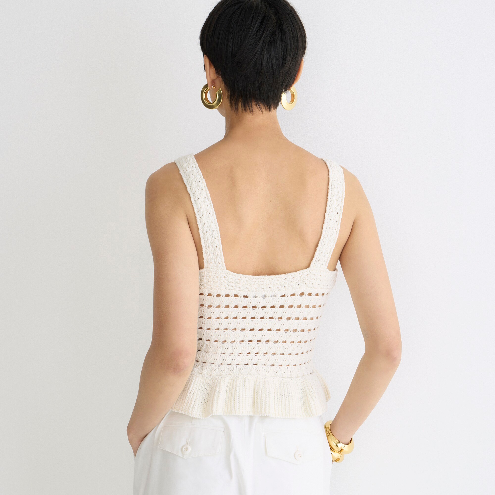 J.Crew: Crochet Ruffle Sweater-tank For Women