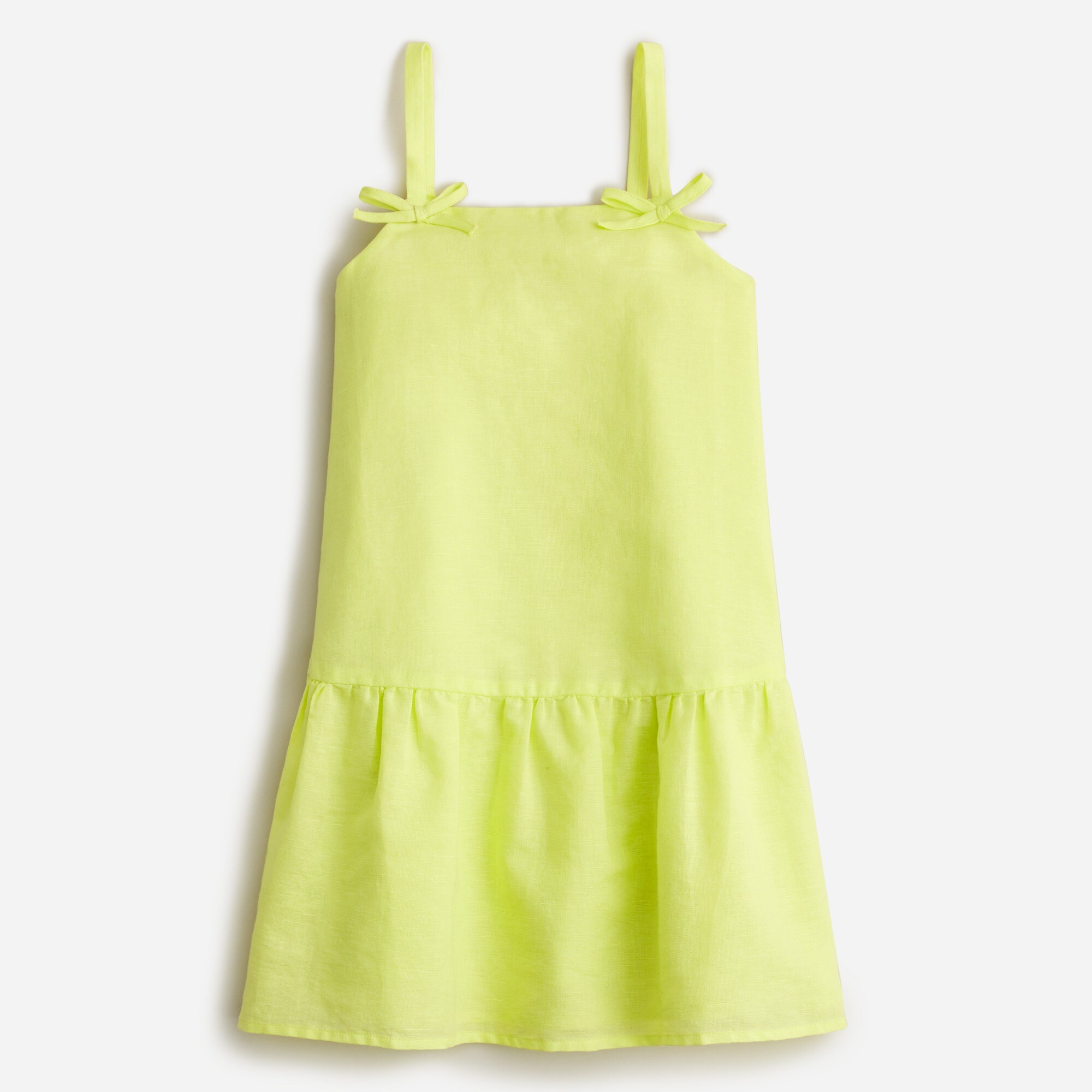 Jcrew Girls Drop Waist Dress In Linen Cotton Blend For Girls
