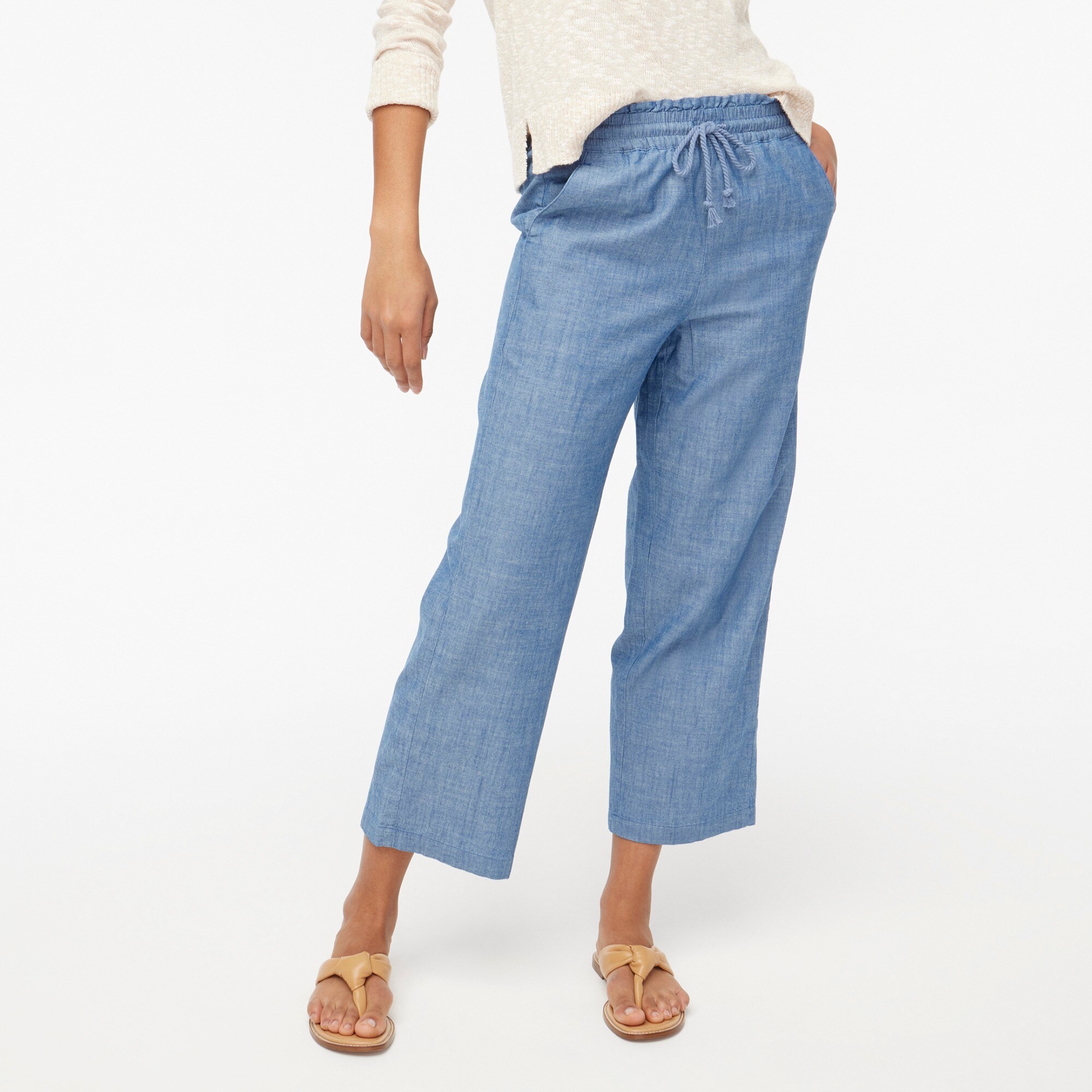 Factory: Chambray Wide-leg Paper-bag Pant For Women