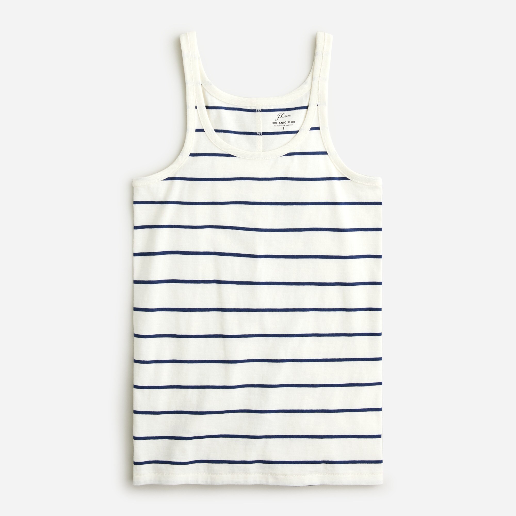 J.Crew: Scoopneck Tank Top In Striped Organic Slub Cotton For Women