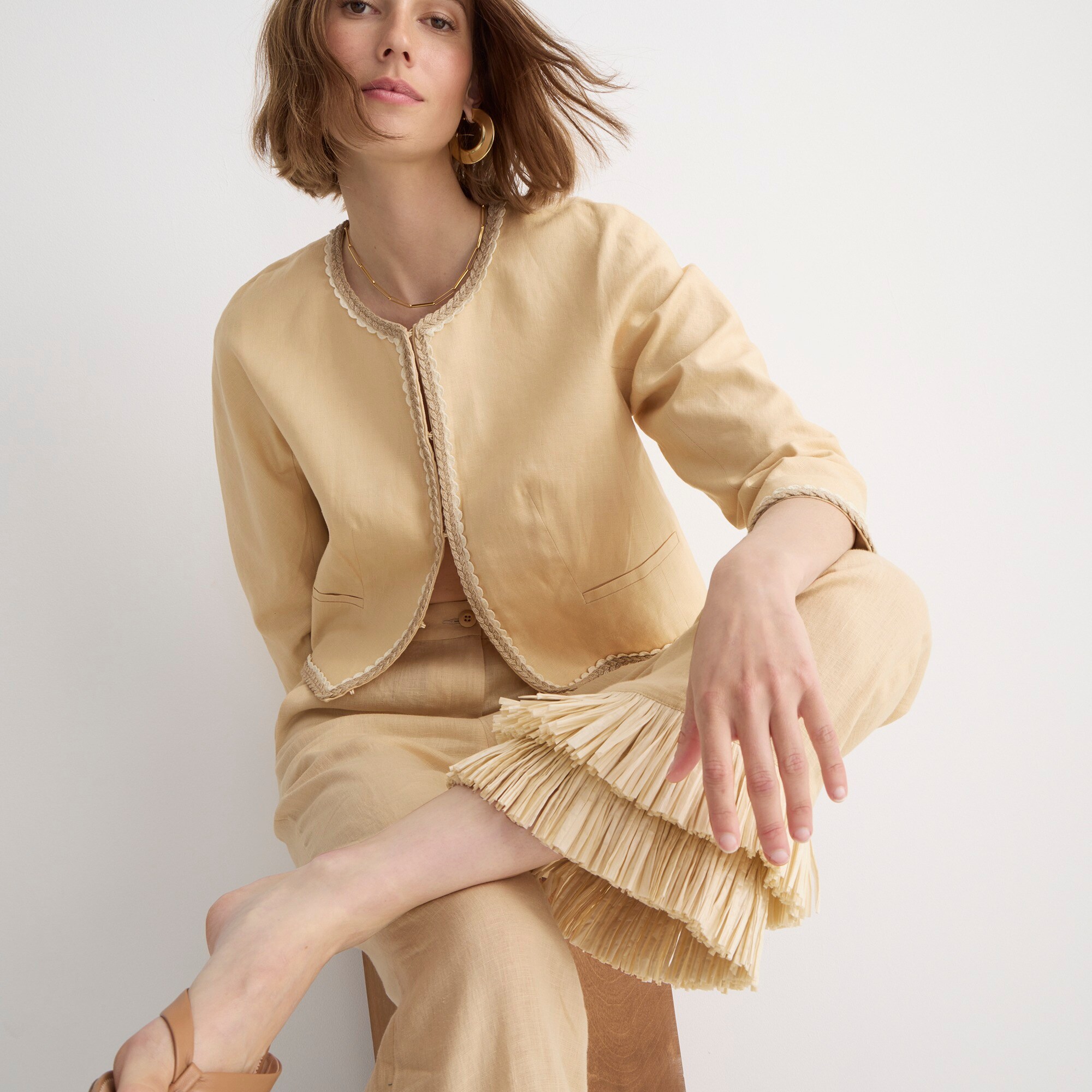 J.Crew: Cropped Linen Lady Jacket For Women