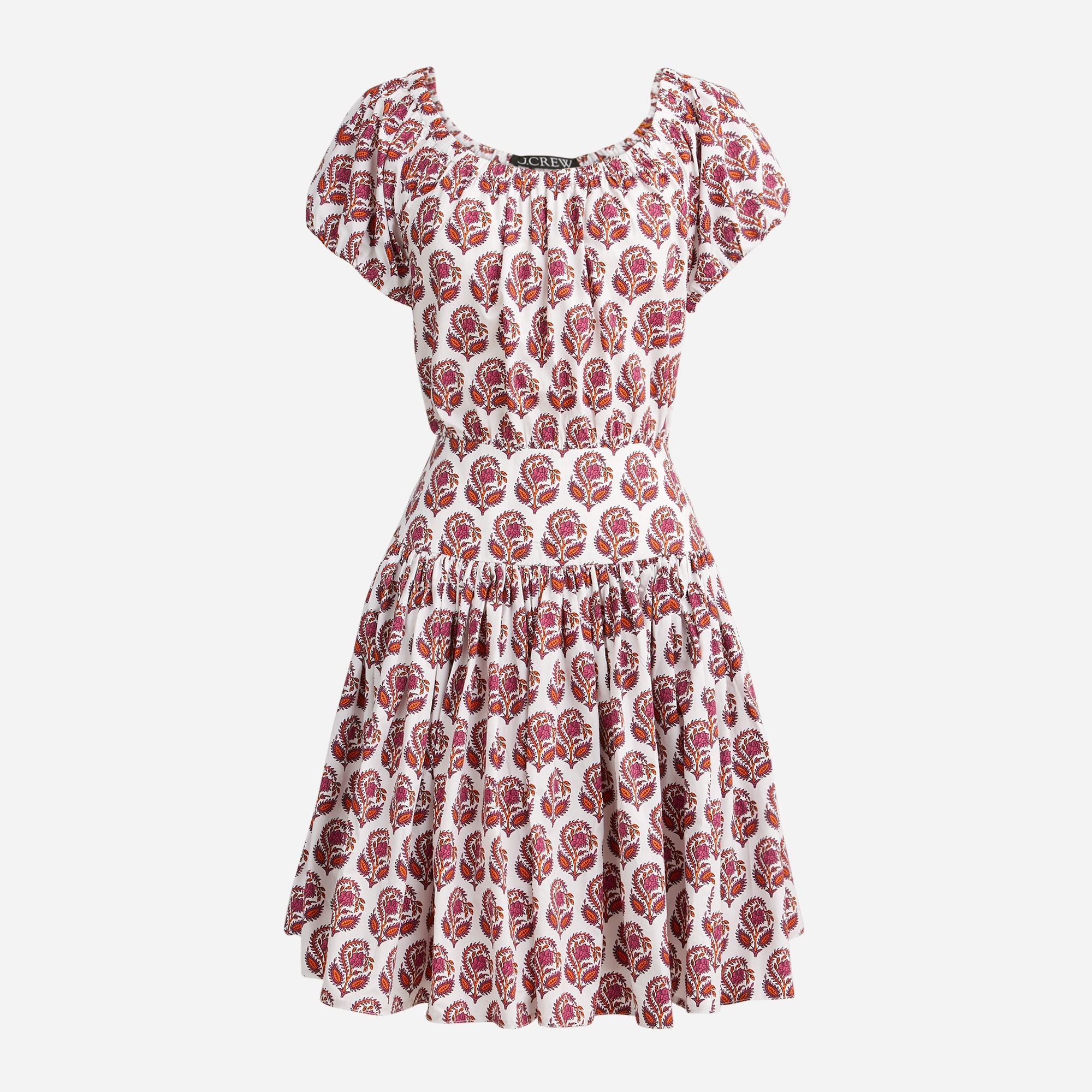 Jcrew Drop Waist Cotton Poplin Mini Dress In Bouquet Block Print For