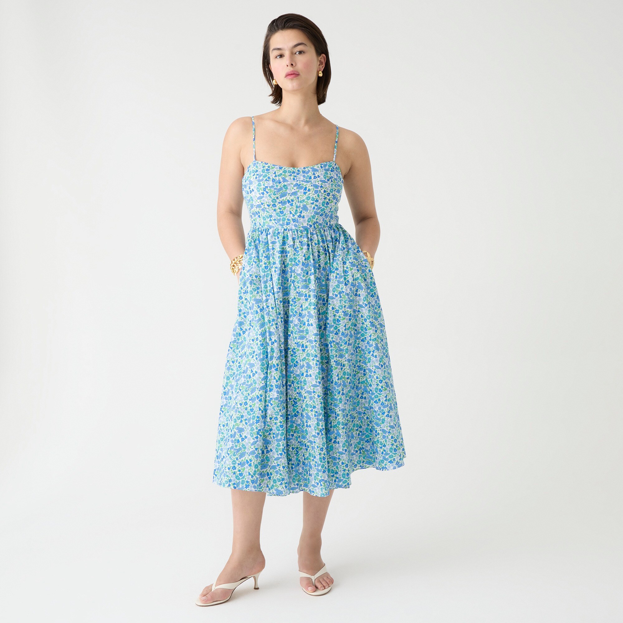 J.Crew: A-line Midi Dress In Liberty® Poppy And Daisy Fabric For Women