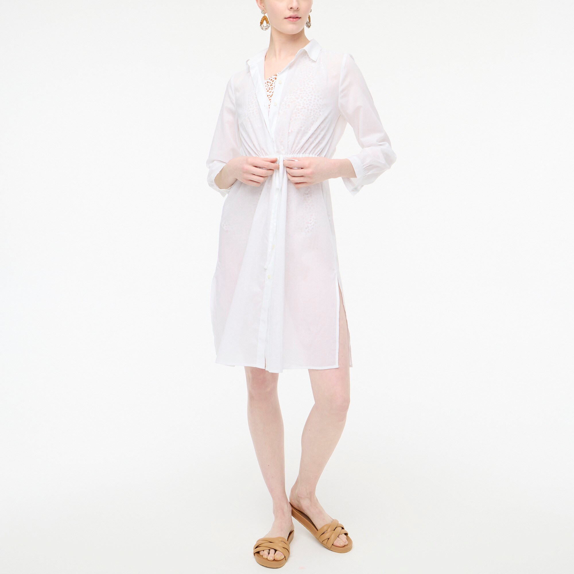 Factory: Drawstring Cover-up Shirtdress For Women