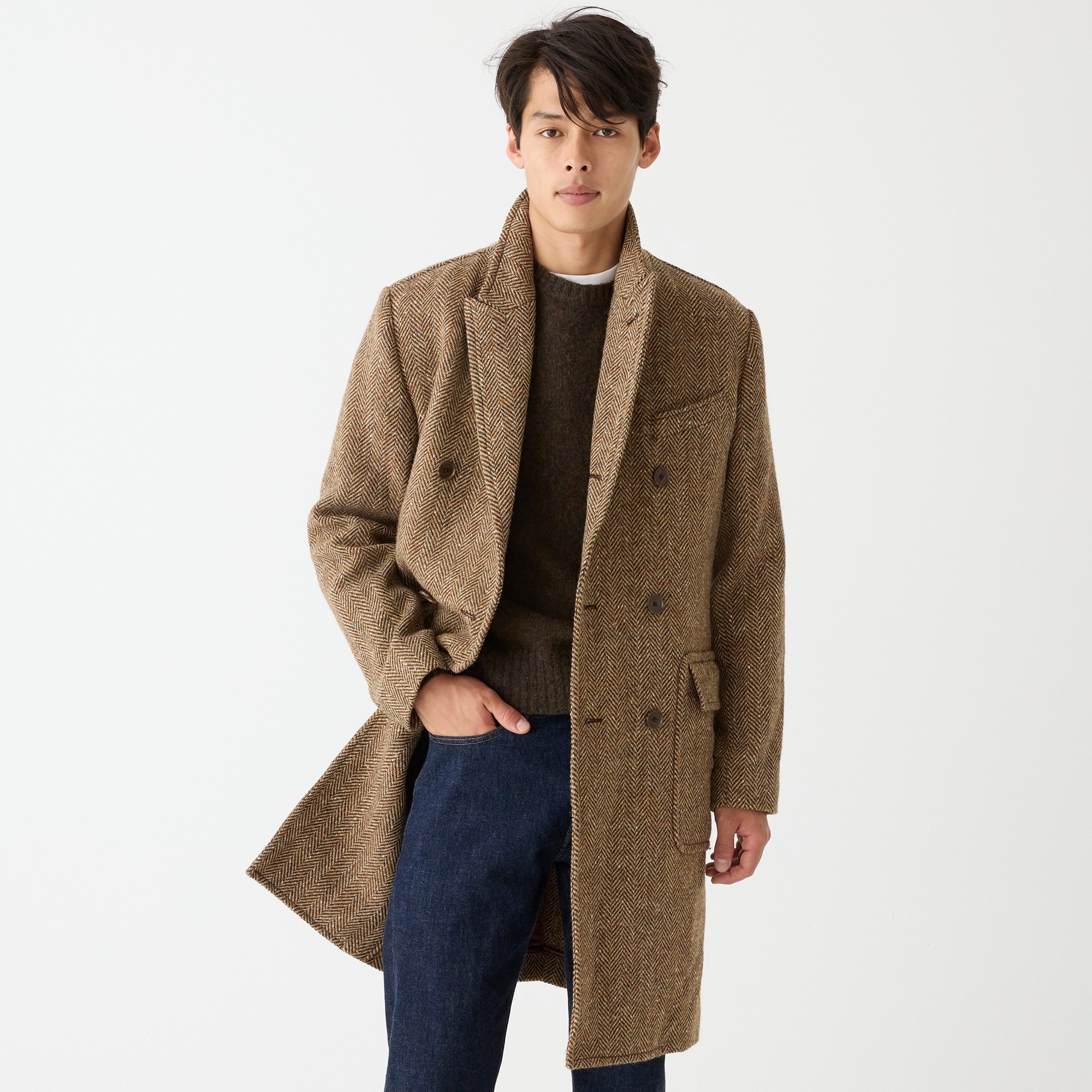 J.Crew: Ludlow Double-breasted Topcoat In Irish Wool Herringbone For Men