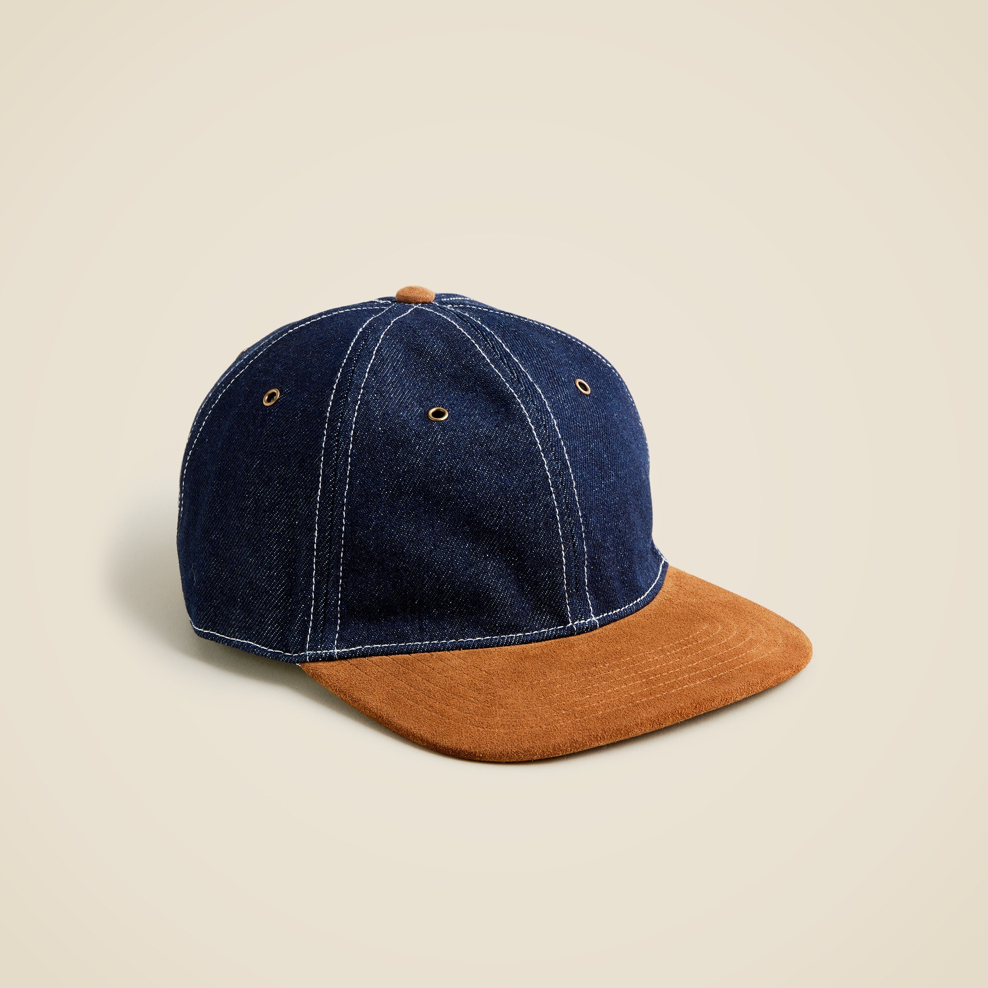 J.Crew: Denim Baseball Cap With Suede Brim For Men