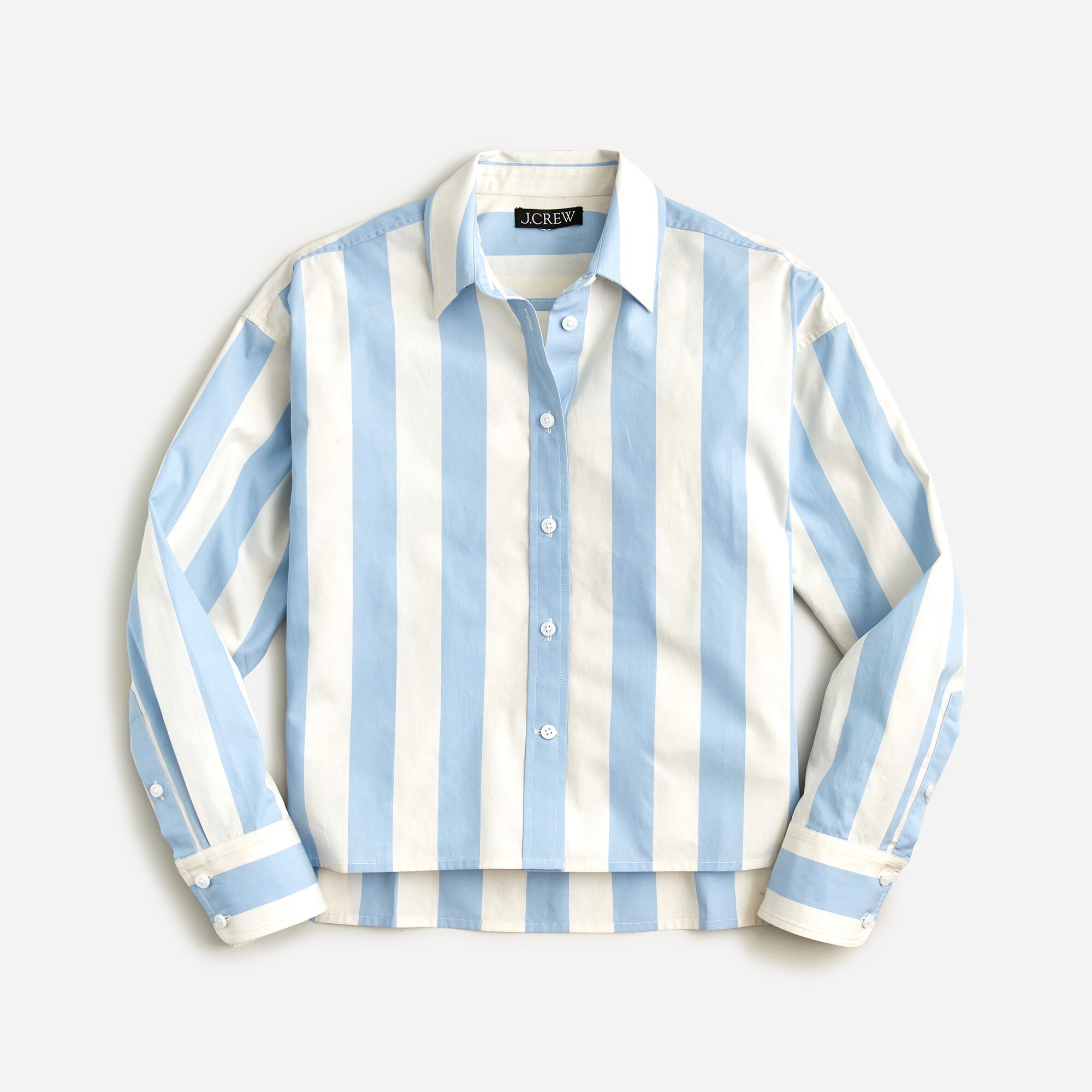 J.Crew: Relaxed-fit Cropped Shirt In Barlow Stripe For Women