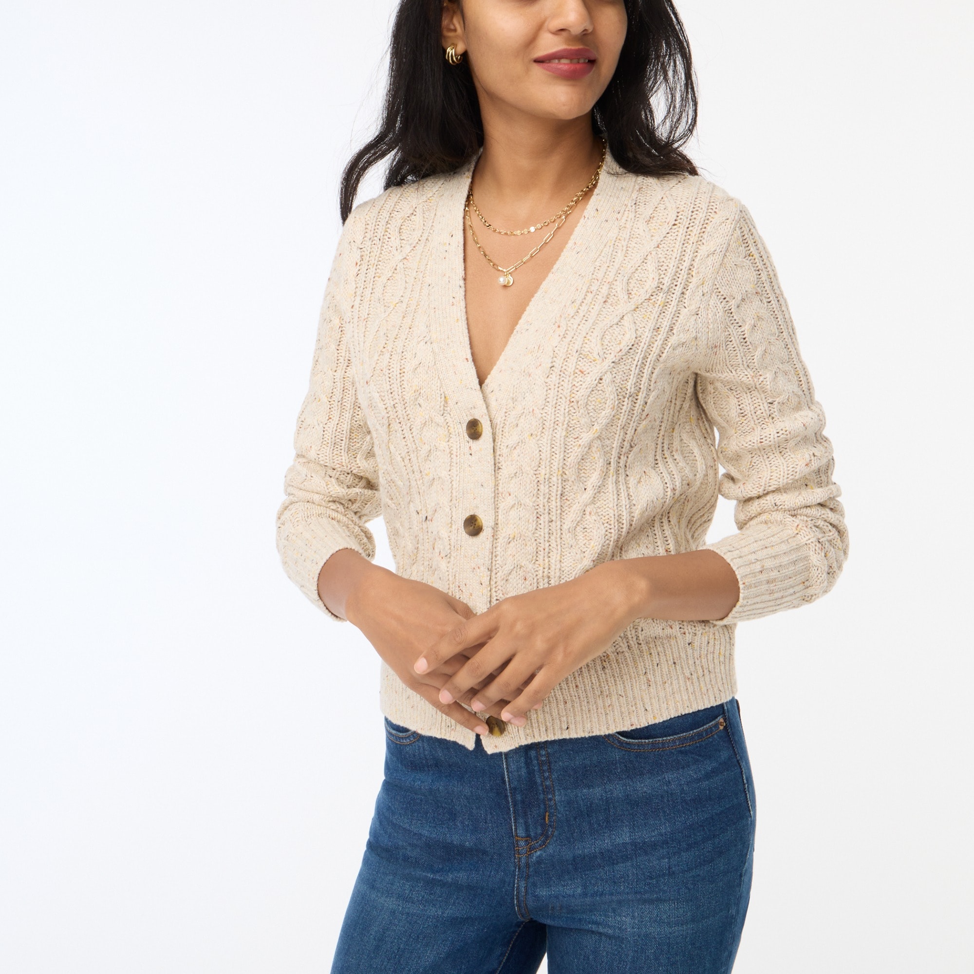 Factory: Donegal Cable Cardigan Sweater For Women