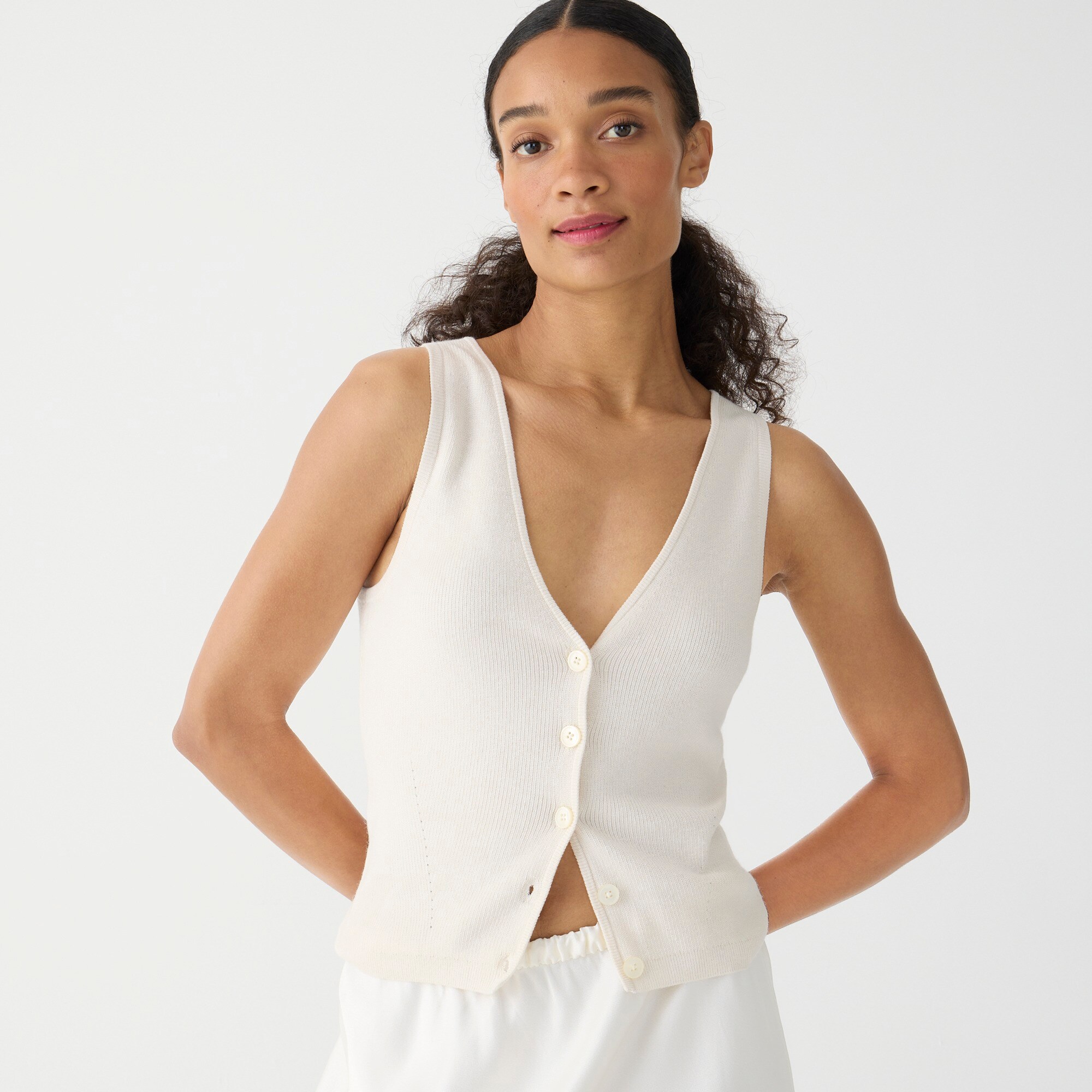 J.Crew: Fitted Button-up Sweater-vest For Women