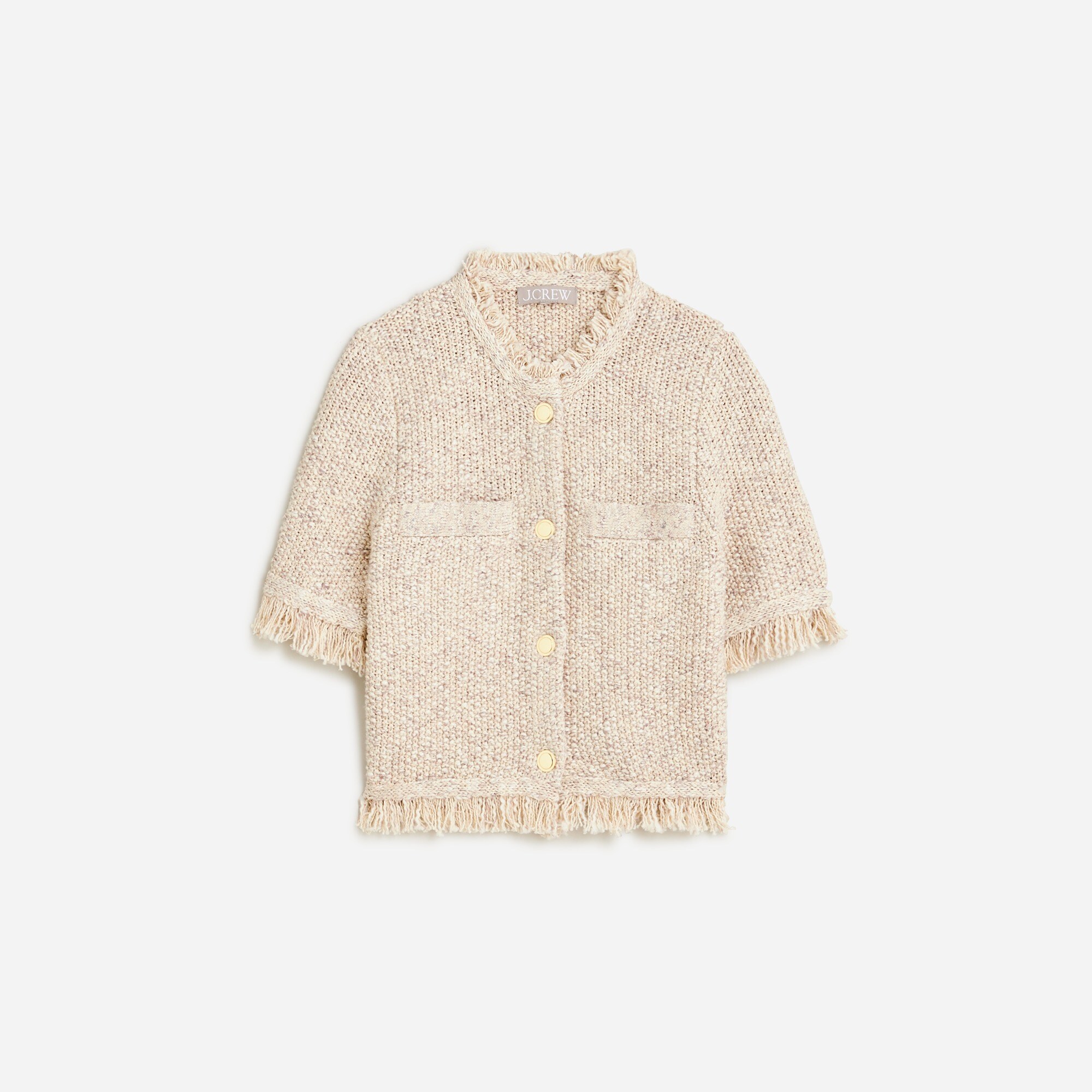 J.Crew: Cropped Fringe-trim Lady Jacket In Marled Yarn For Women