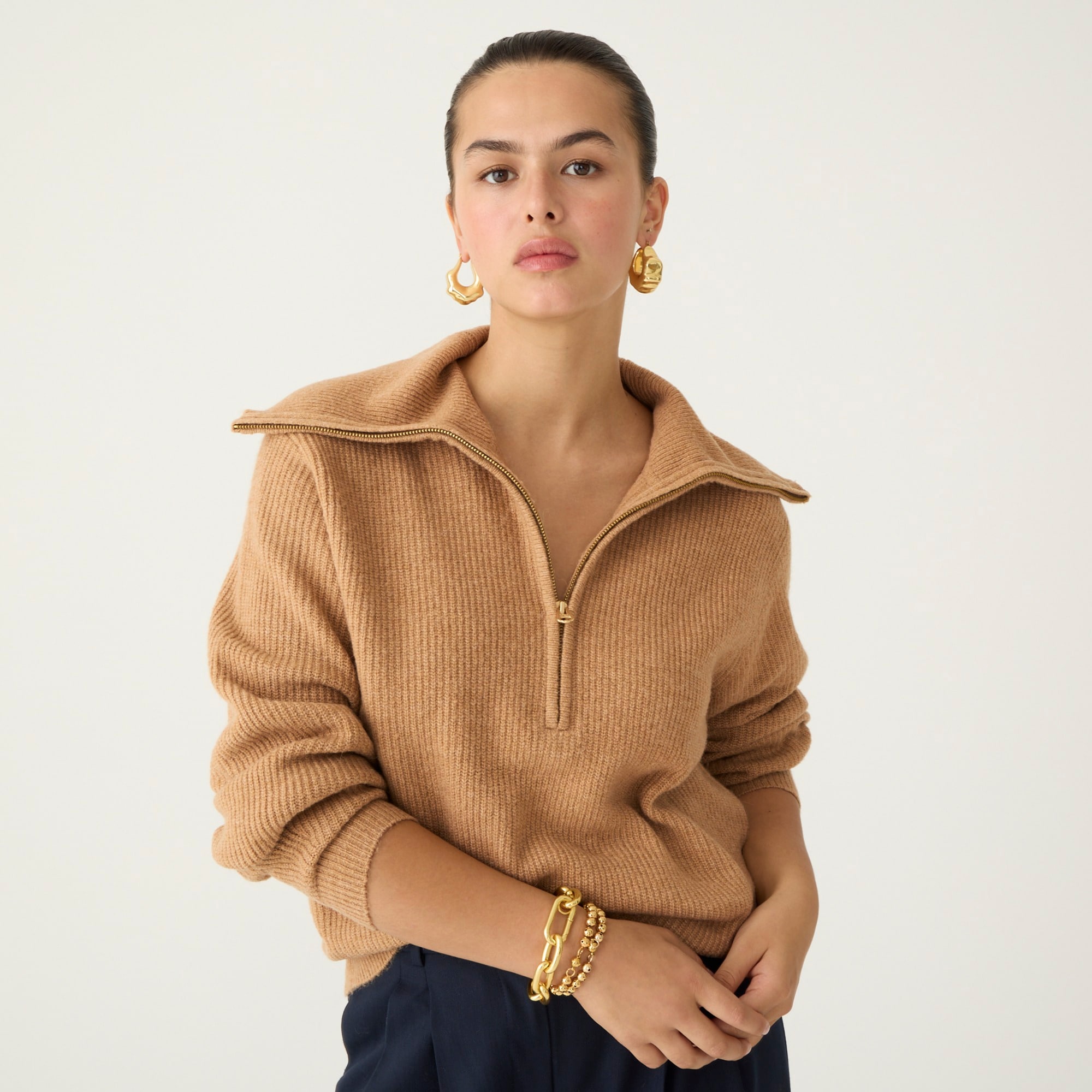J.Crew: Half-zip Stretch Sweater For Women