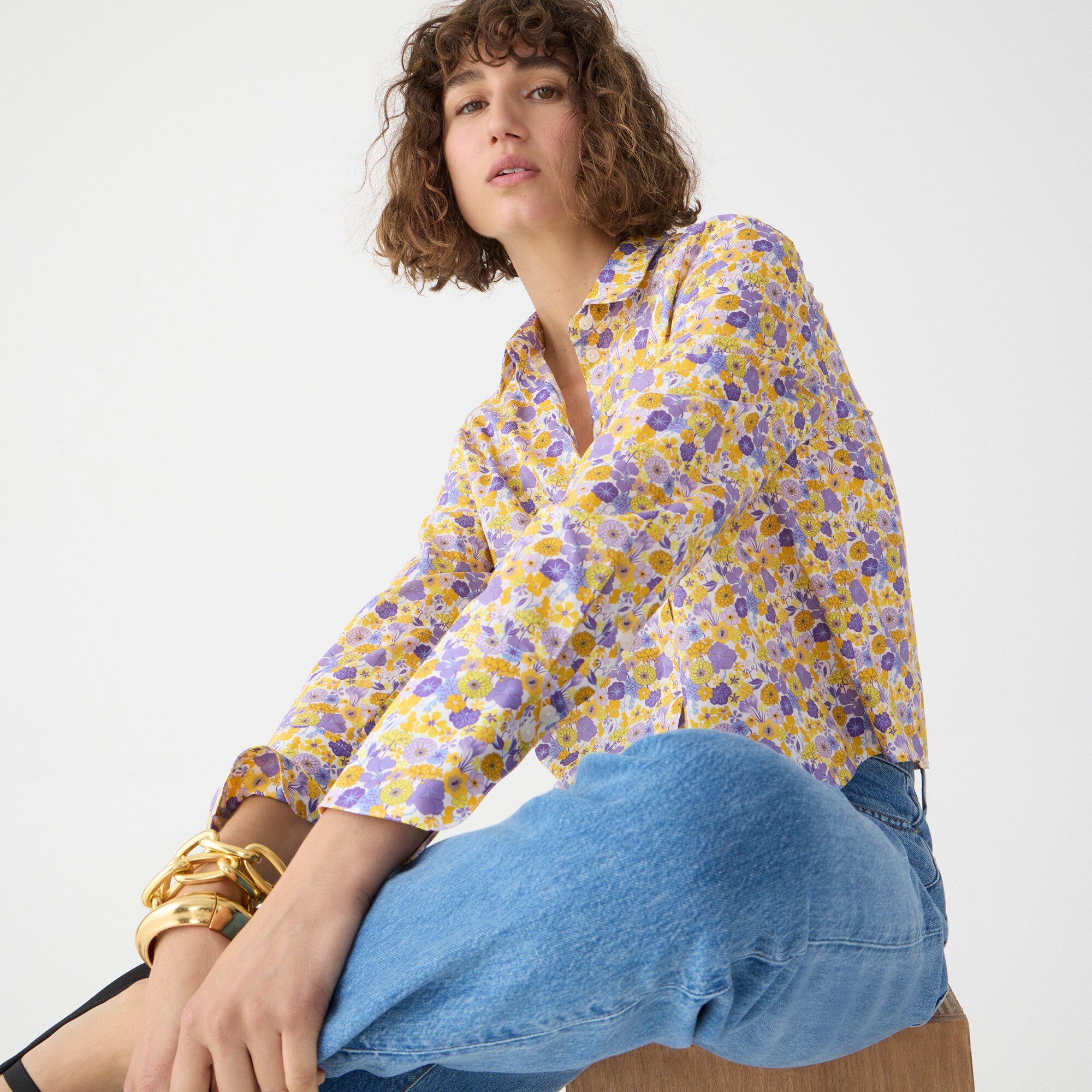 J.Crew: Cropped Garçon Shirt In Liberty® Arrow Floral Fabric For Women