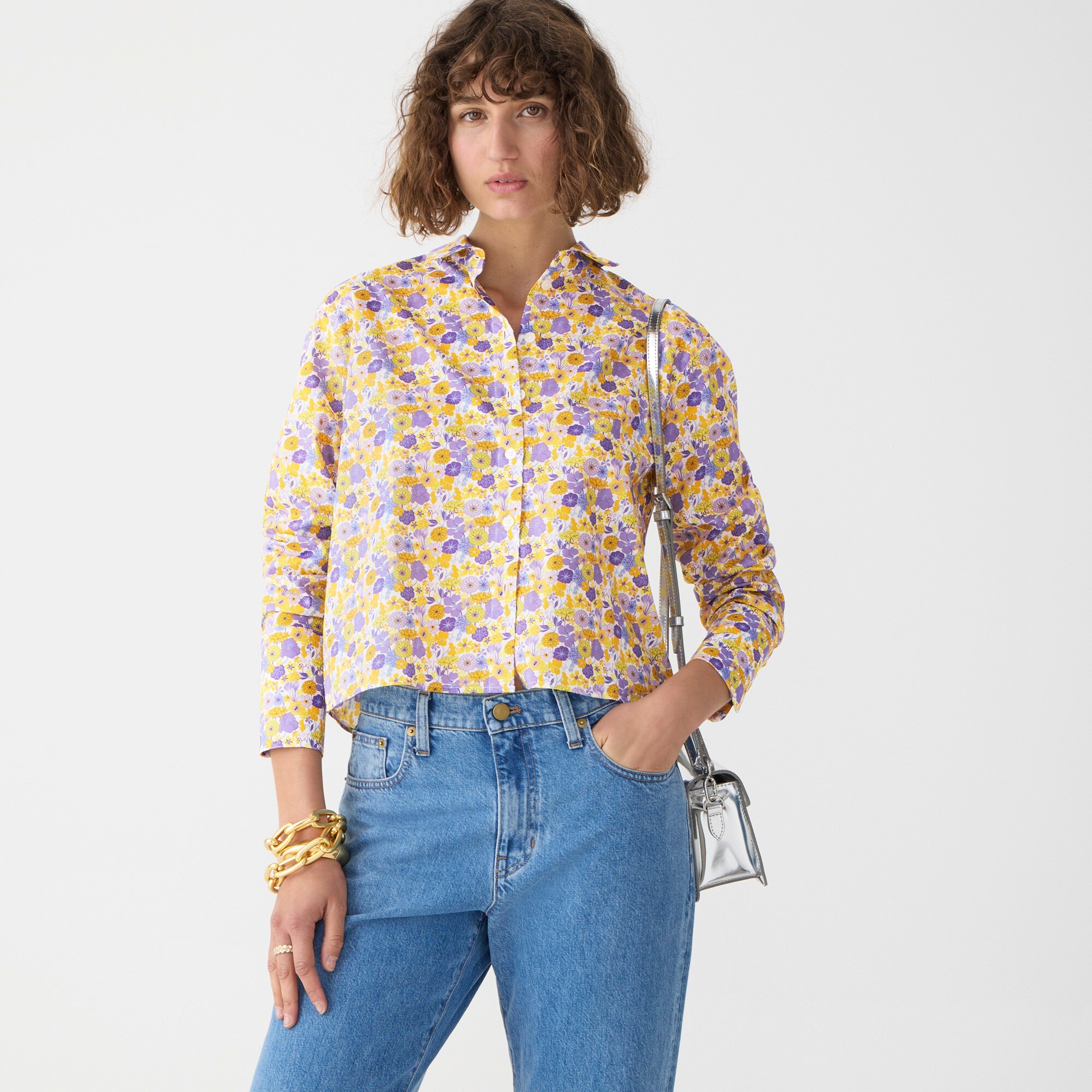 J.Crew: Cropped Garçon Shirt In Liberty® Arrow Floral Fabric For Women