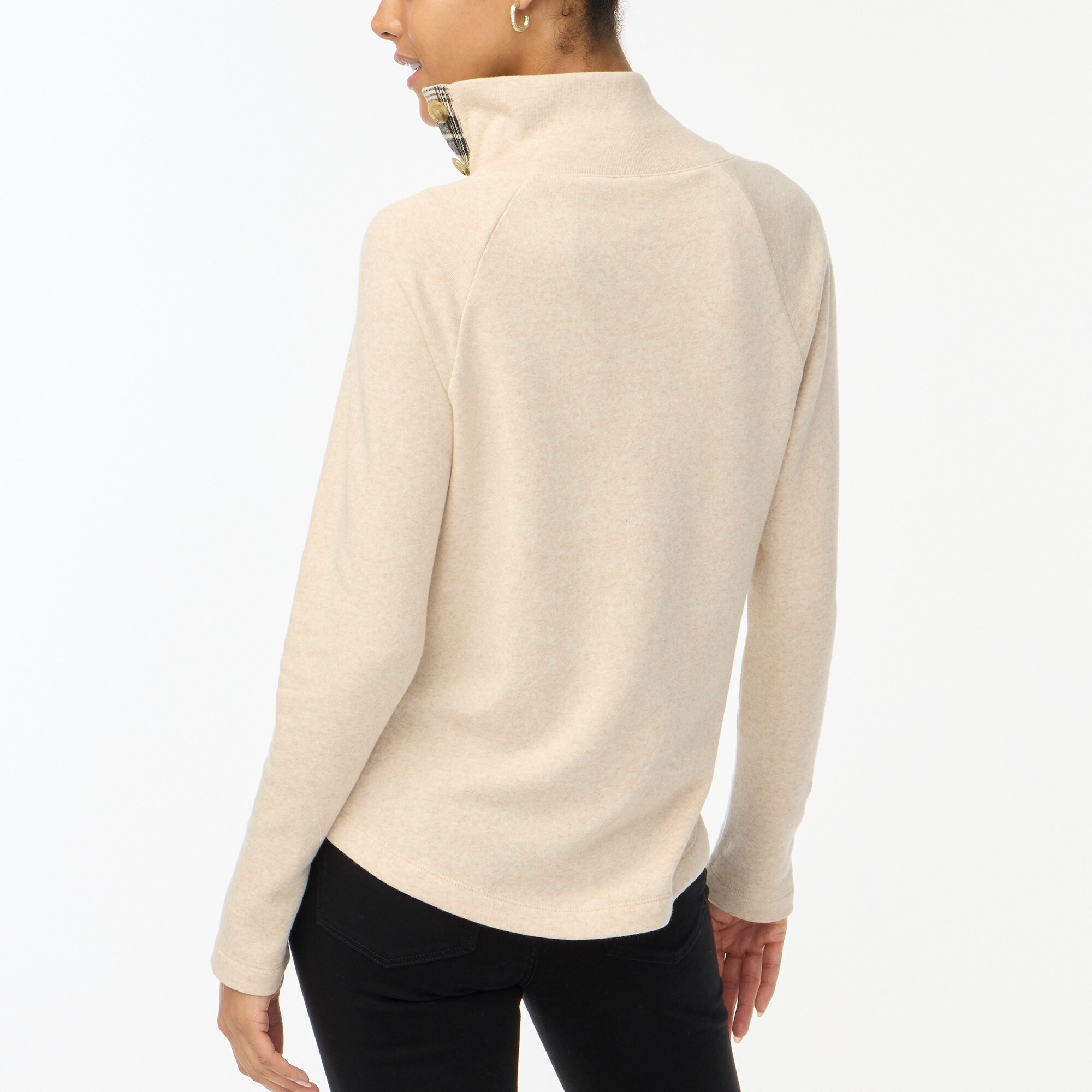 Factory: Wide Button-collar Pullover Sweatshirt For Women