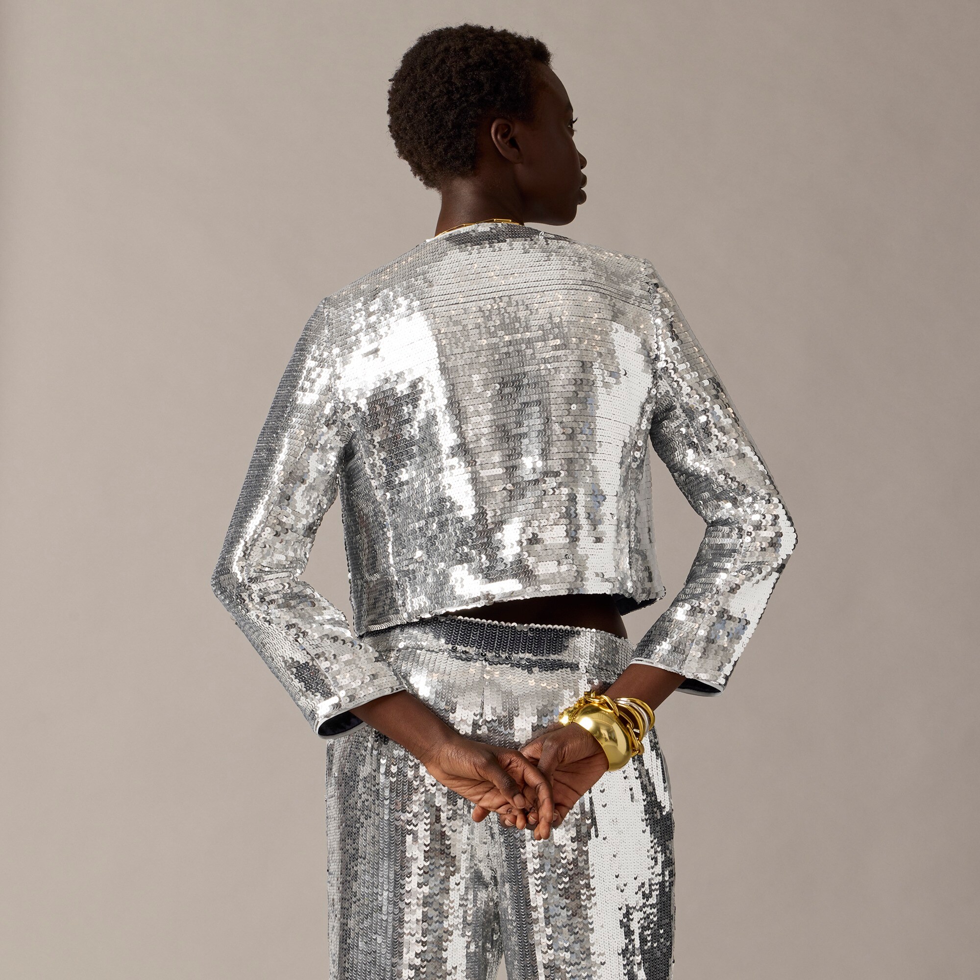 J.Crew: Collection Louisa Lady Jacket In Silver Sequin For Women