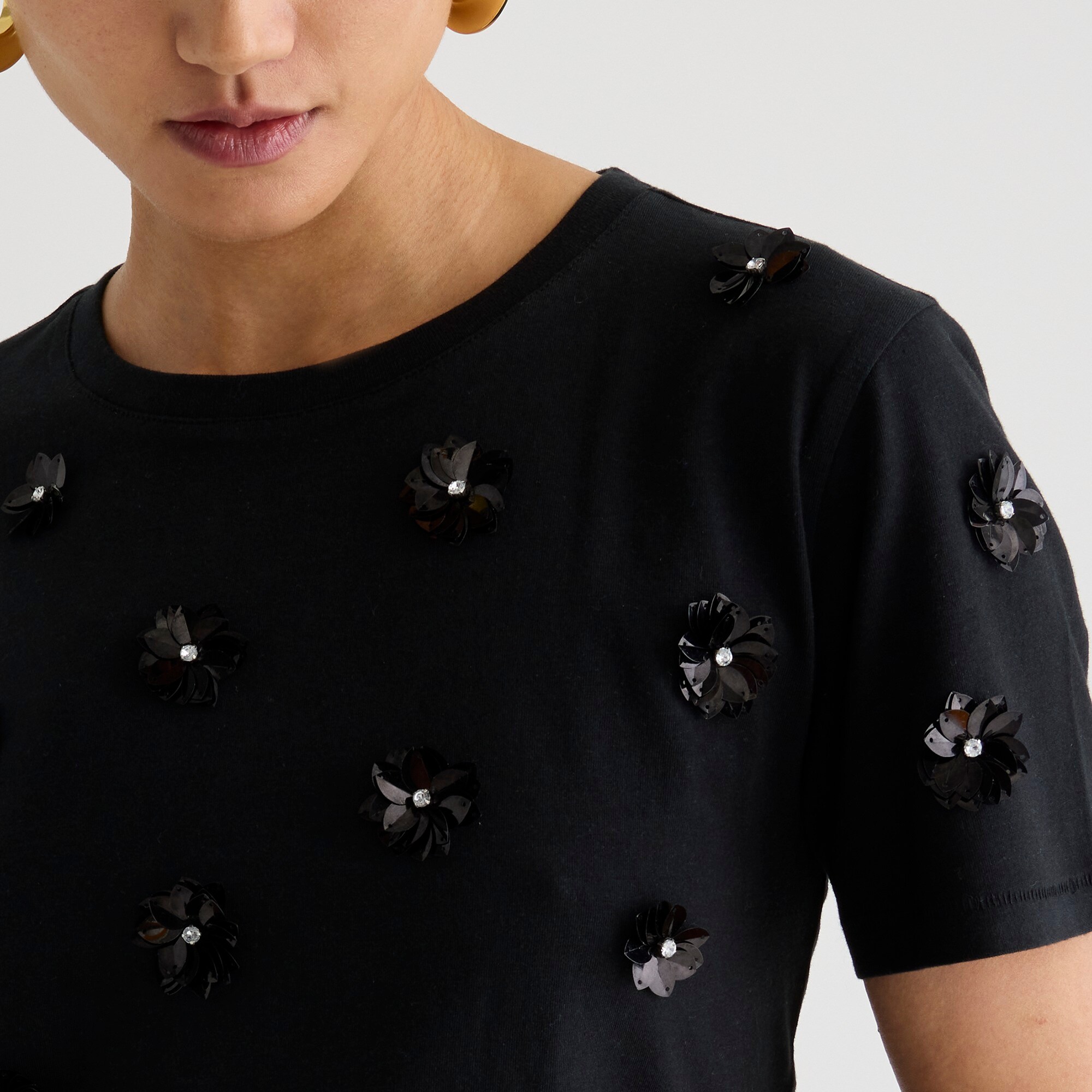J.Crew: Embellished Sequin Flower T-shirt For Women