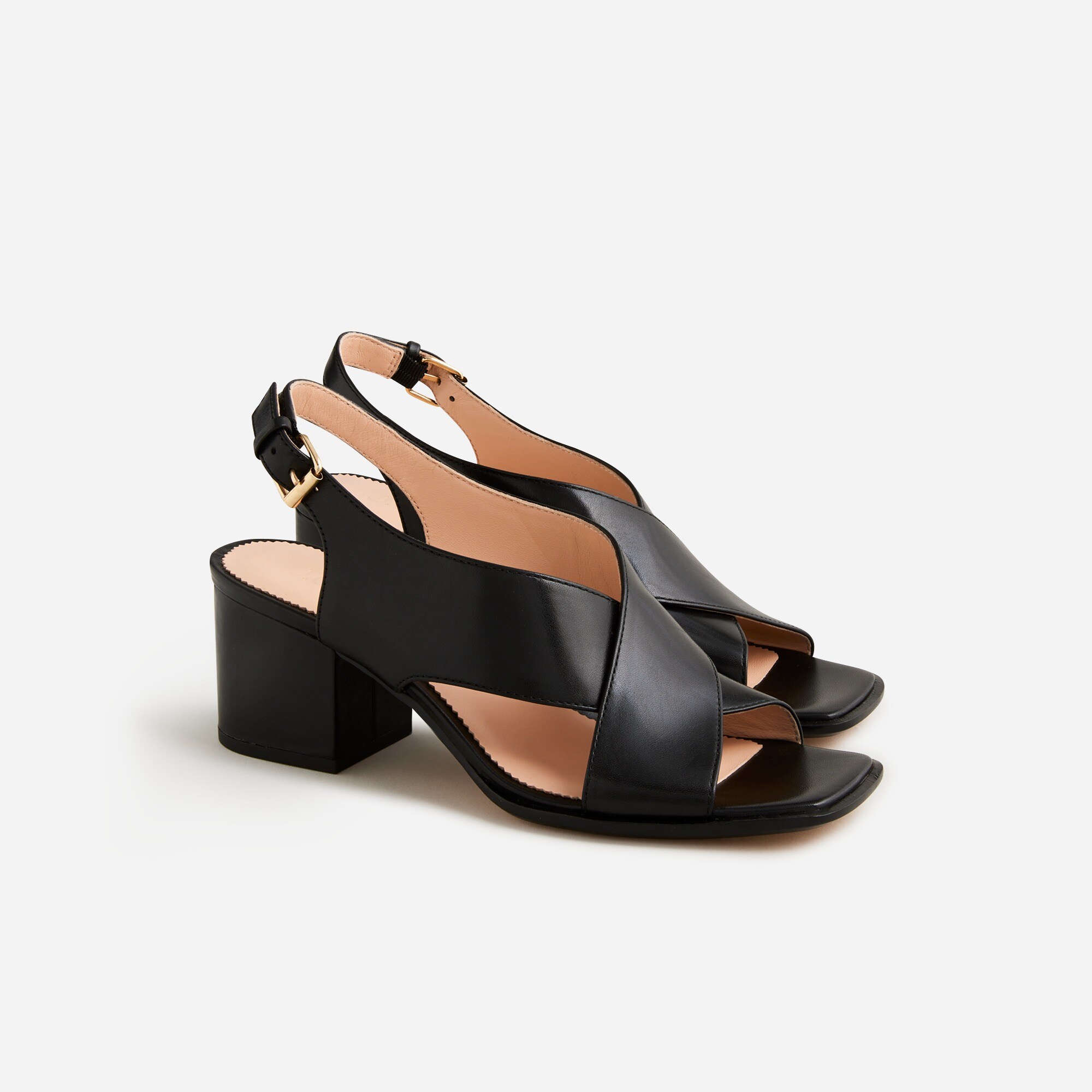 J.Crew: Dylan Crisscross Block-heel Sandals In Leather For Women