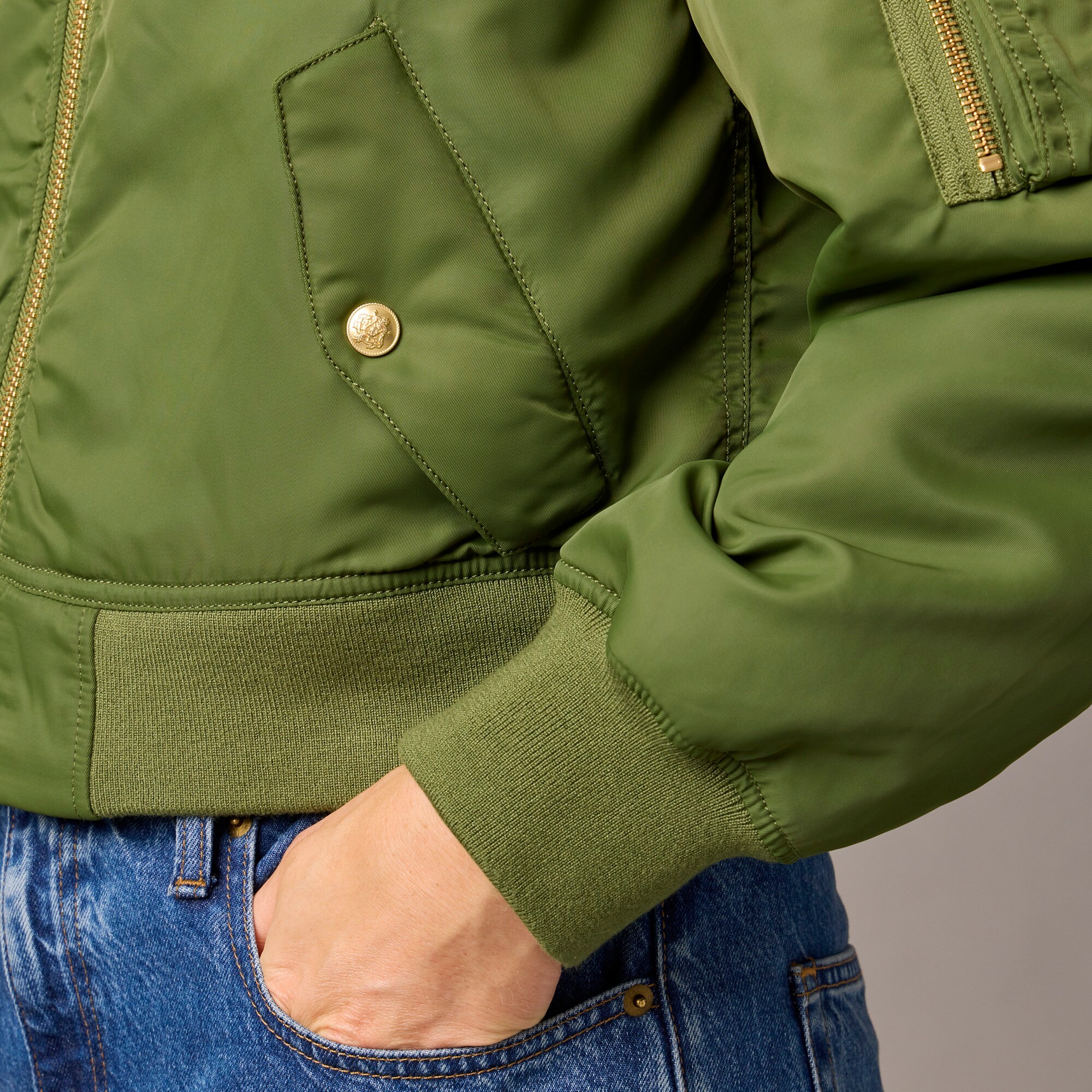 J.Crew: Collection Ruched Bomber Jacket In Lightweight Shiny Nylon For ...