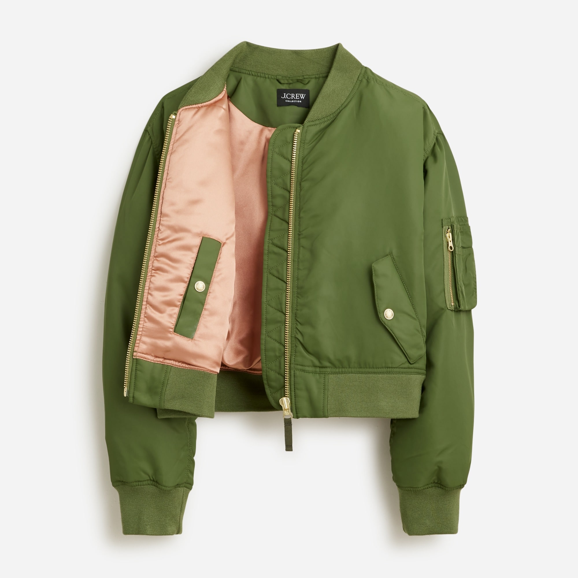 J.Crew: Collection Ruched Bomber Jacket In Lightweight Shiny Nylon For ...