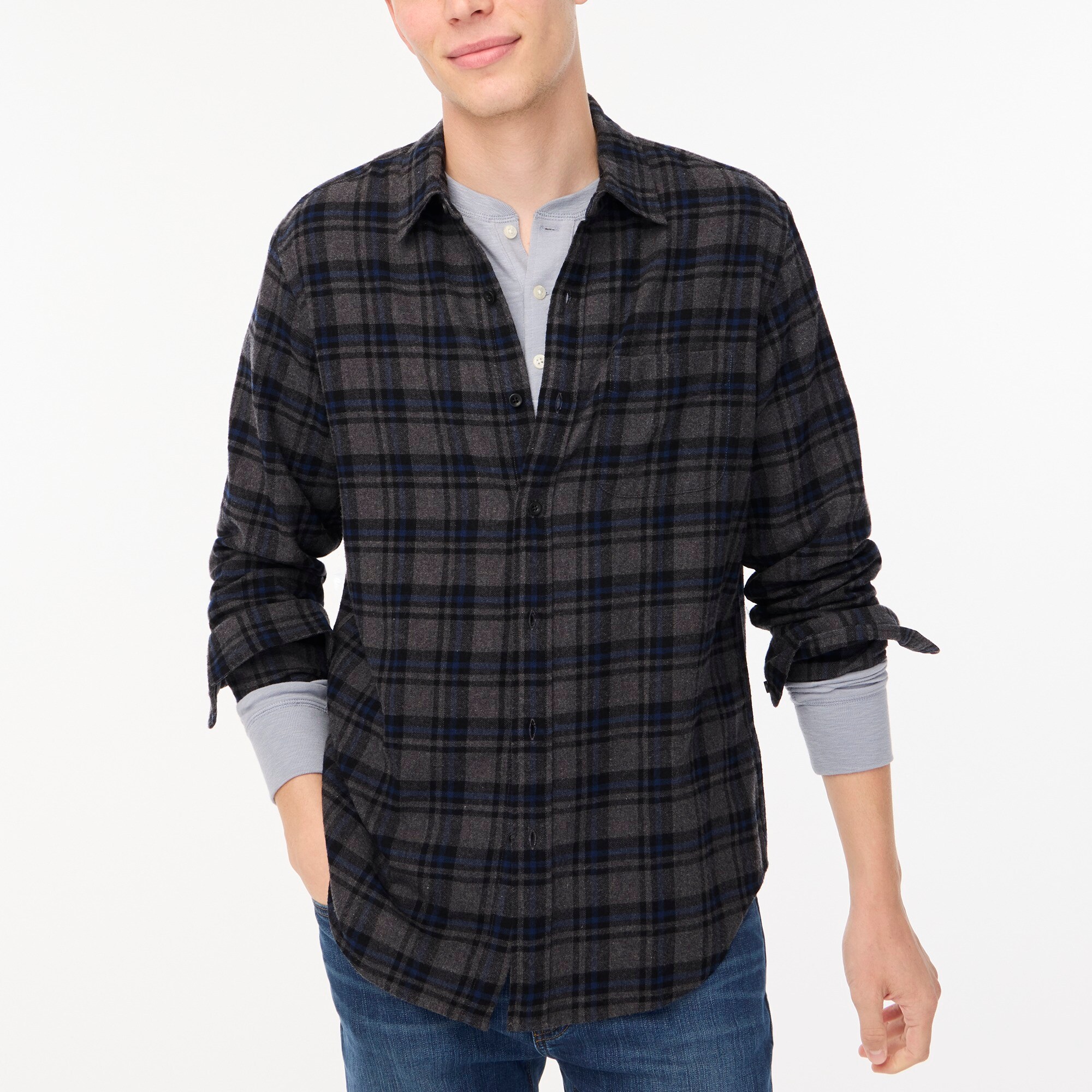 Factory: Classic Plaid Flannel Shirt For Men