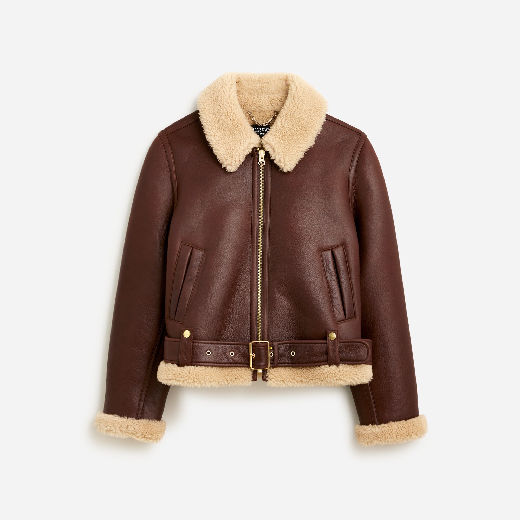 J.Crew: Collection Shearling Leather Jacket For Women
