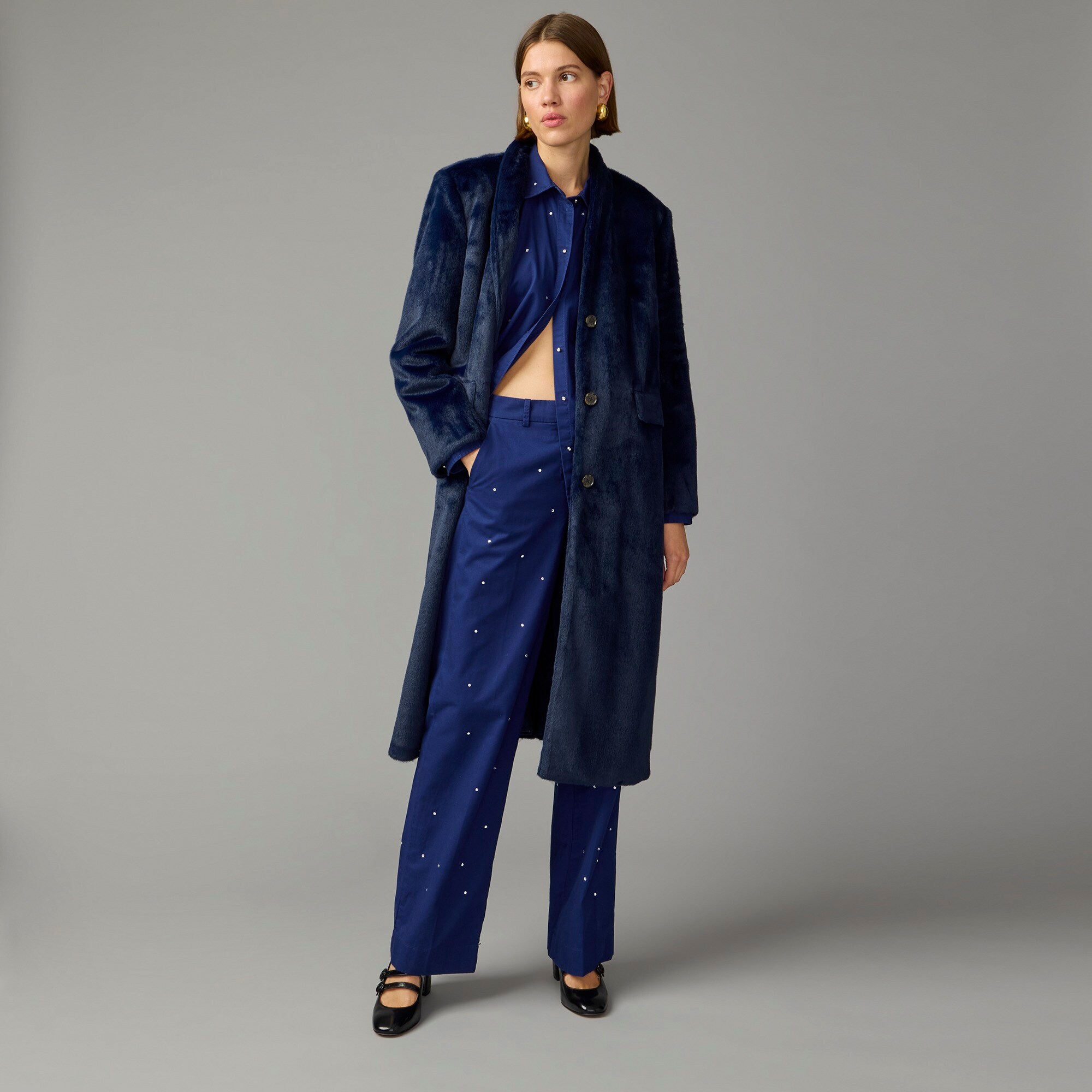 J.Crew: Collection Palais Topcoat In Brushed Faux Fur For Women