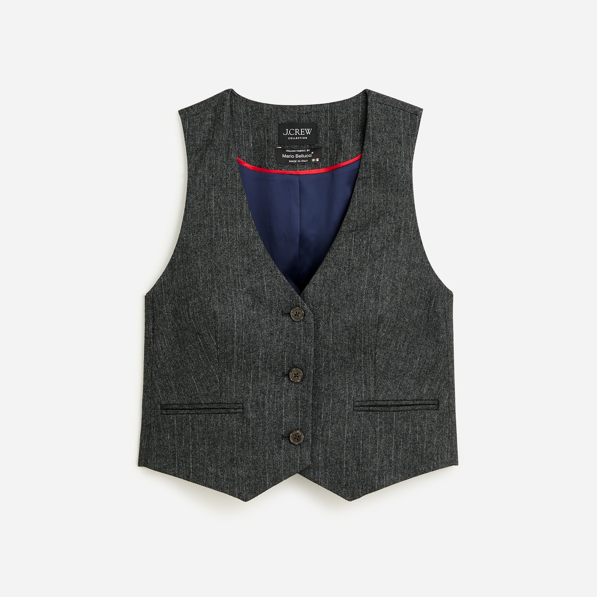 Collection Cropped Vest In Italian Pinstripe Wool Blend With Lurex ...