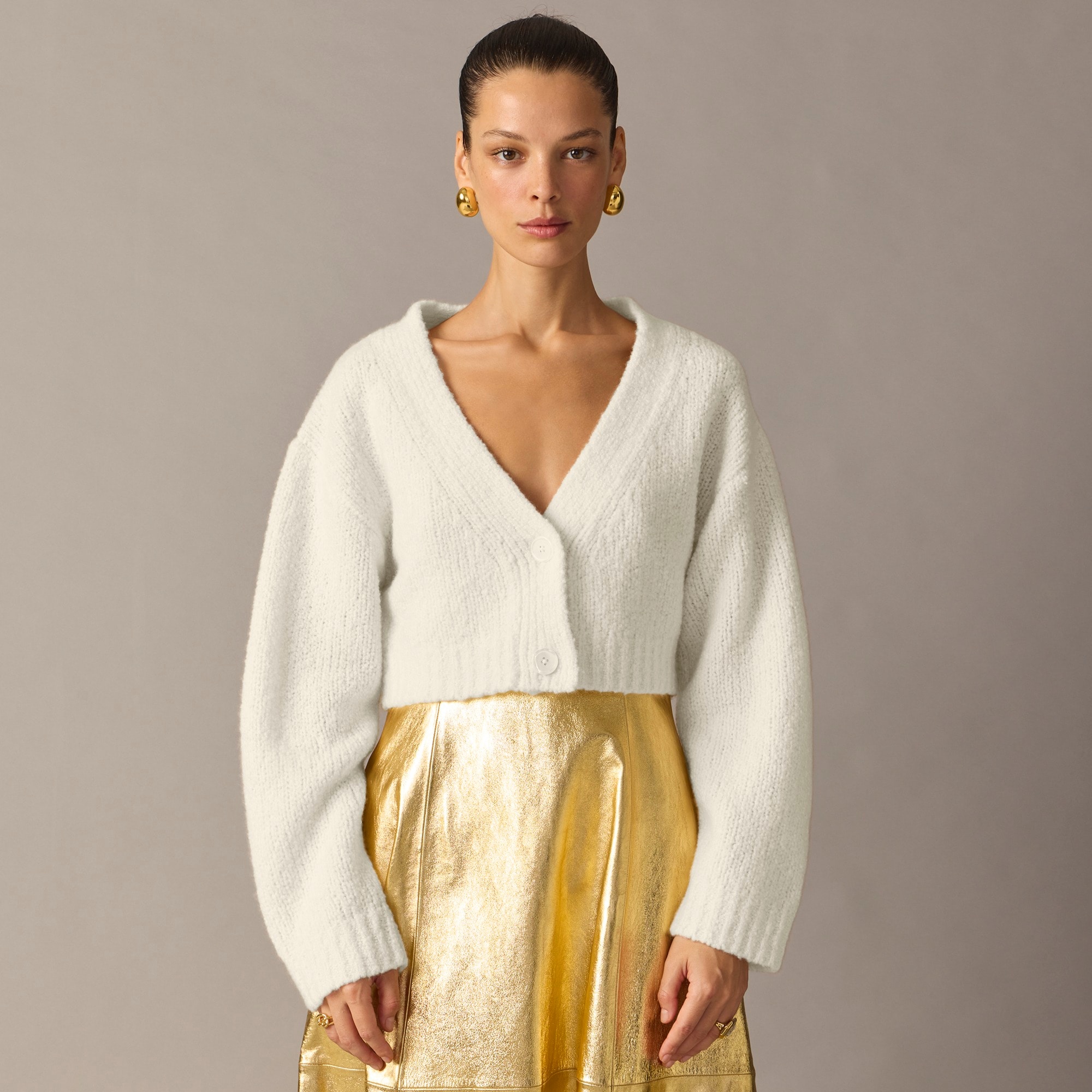 J.Crew: Collection Cashmere Cropped Cardigan Sweater For Women