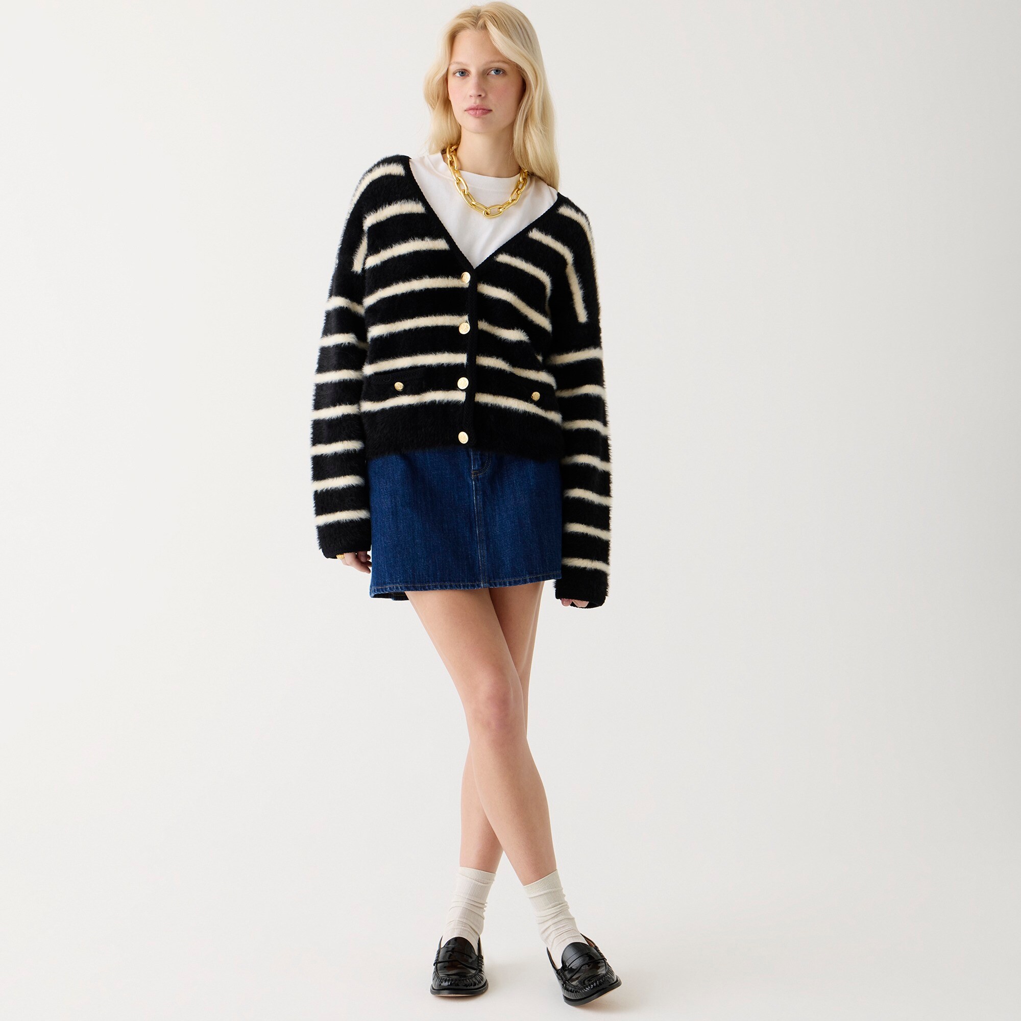 J.Crew: Sweater Lady Jacket In Striped Brushed Yarn For Women